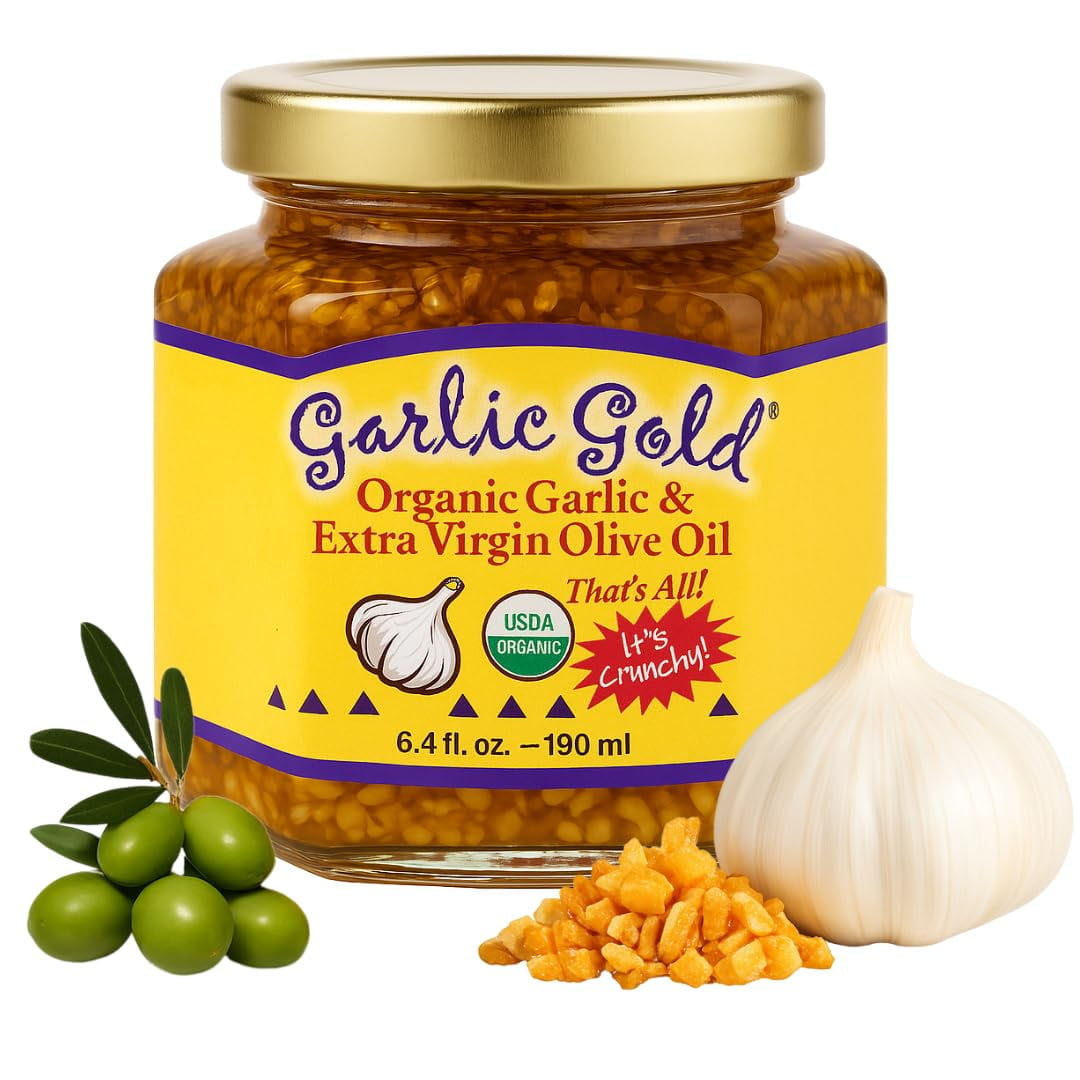 Garlic Gold Organic Toasted VTF5 Garlic Granules in Extra Virgin Olive ...