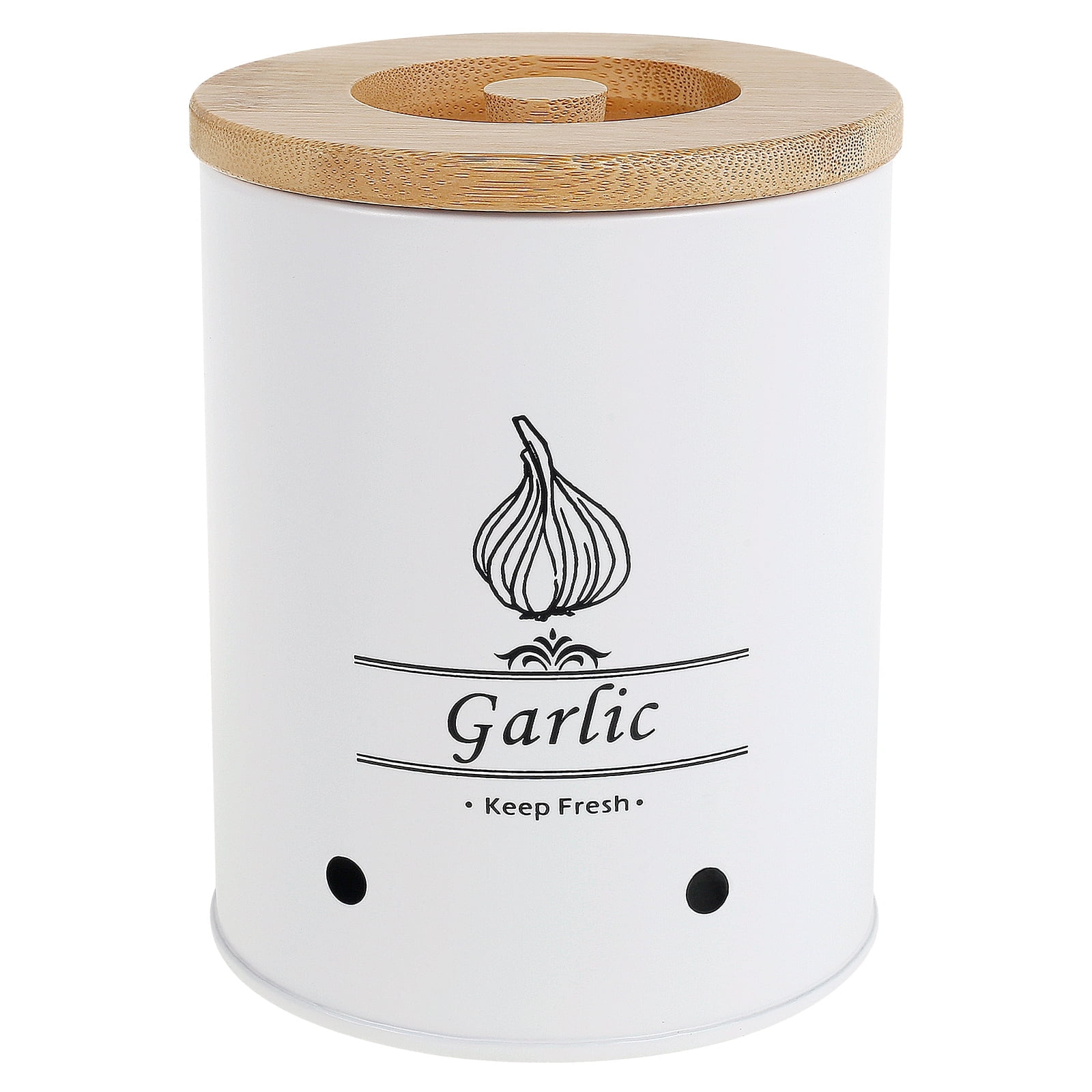 Evjurcn Garlic Holder, Fresh Keeping Container with Wood Lid ...