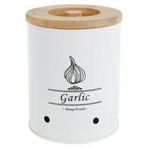 ONTUBE Ceramic Garlic Keeper Canister with Lid, White, Storage Holder ...