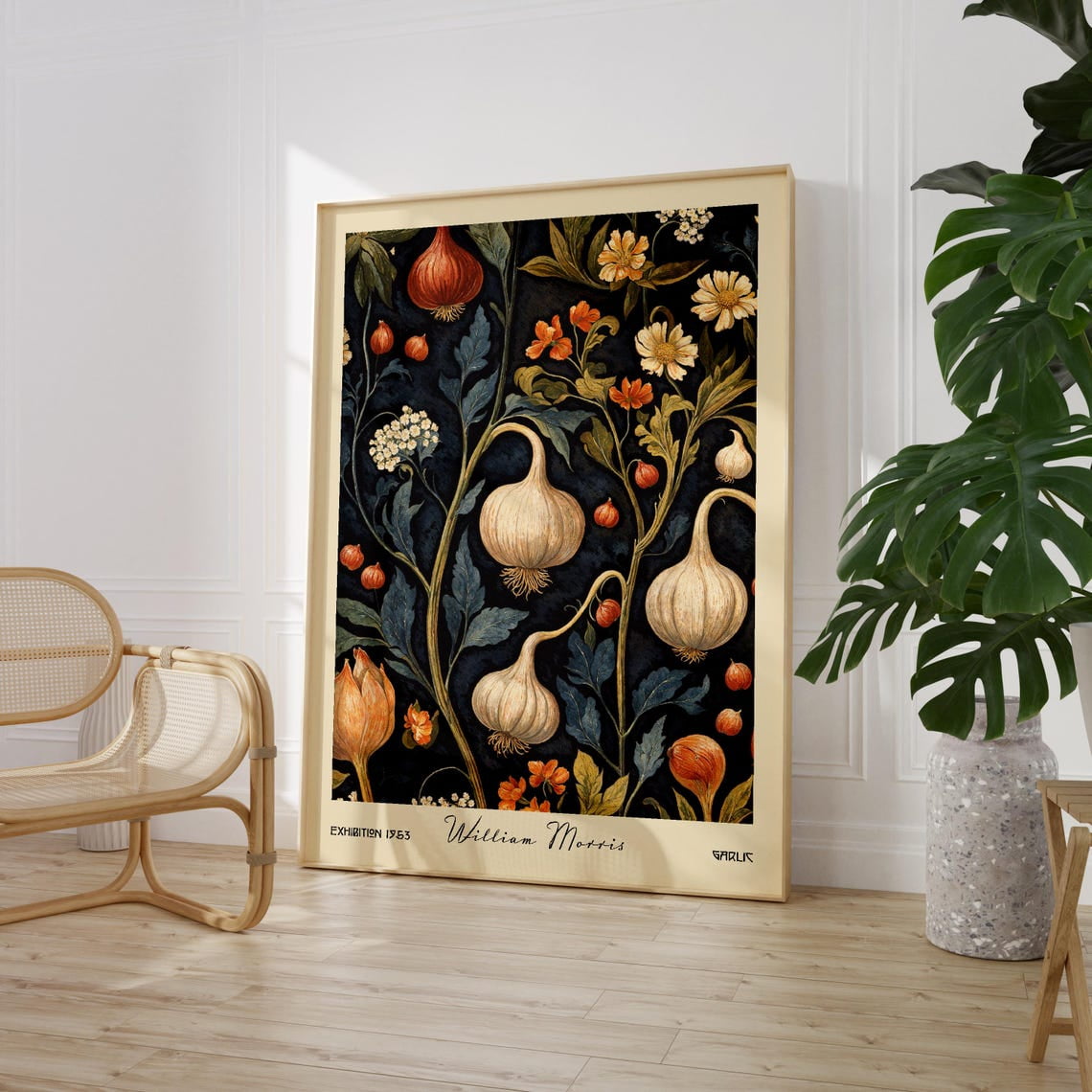 Garlic Kitchen Print William Morris Botanical Wall Art Cooking Decor ...