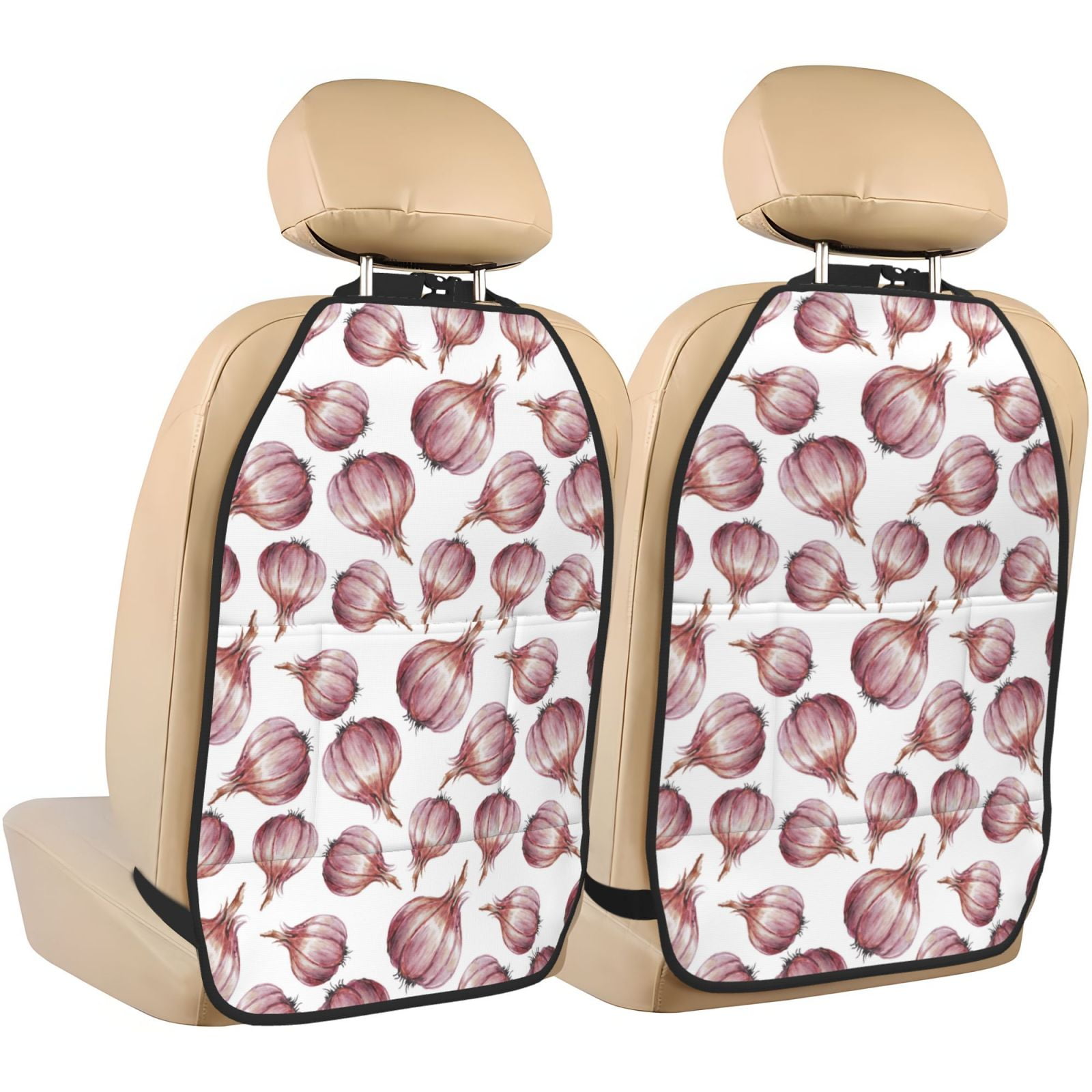 Garlic Pattern funny Backseat Car Organizer, 2 Pack Kick Mats Back Seat ...