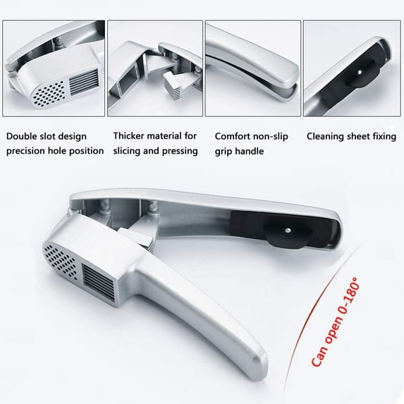 Garlic Press 2-in-1 Mincer, Crusher and Slicer with Peeler & Brush ...