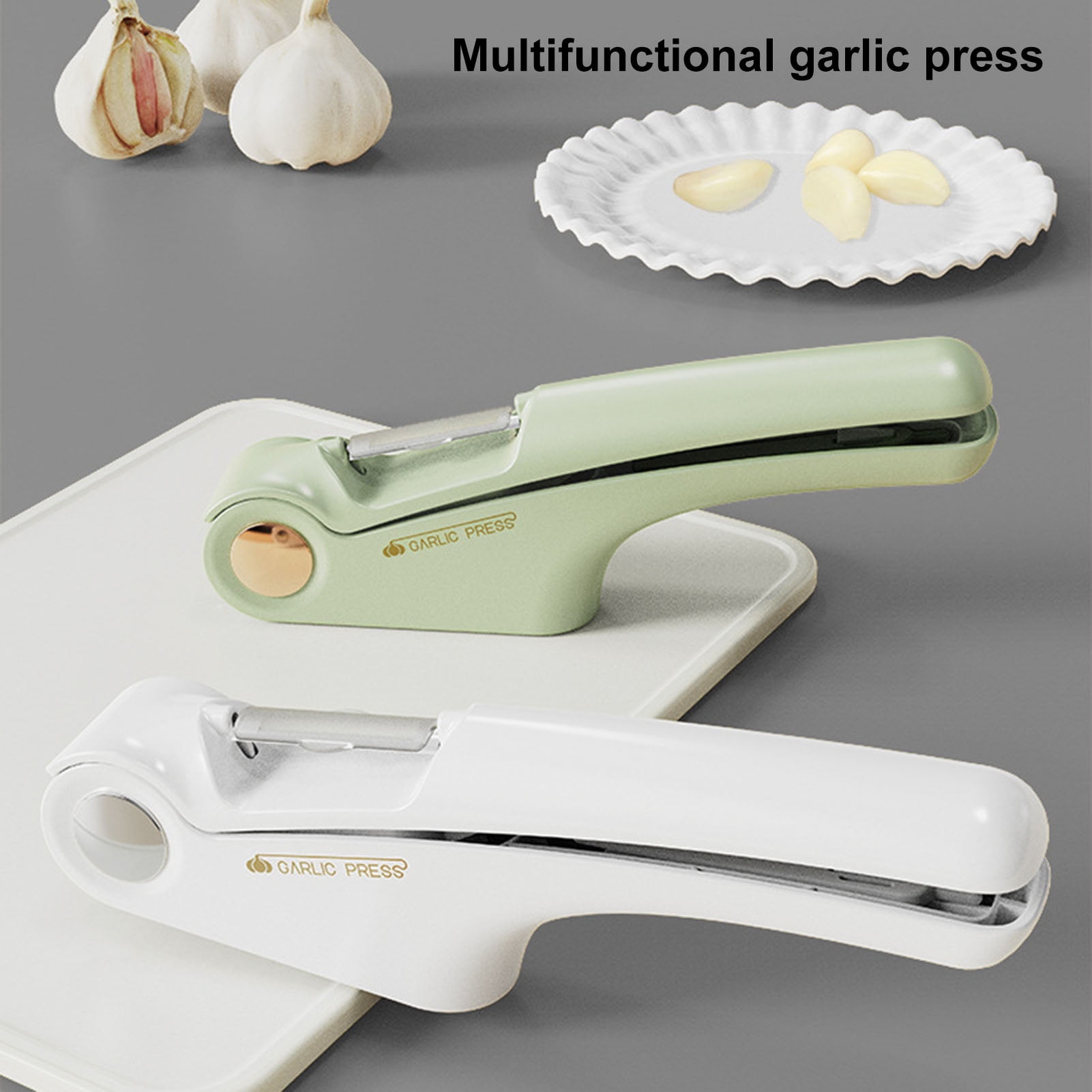 Garlic Press Machine Stainless Steel 4-In-1 Multi-Functional Kitchen ...