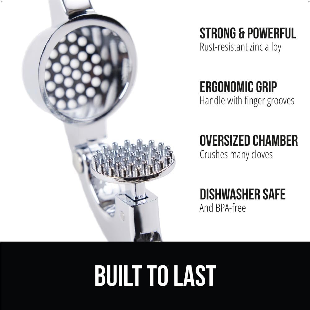 Garlic Press and Peel Set, Heavy Duty Mincer Tool, Easily Mince and ...