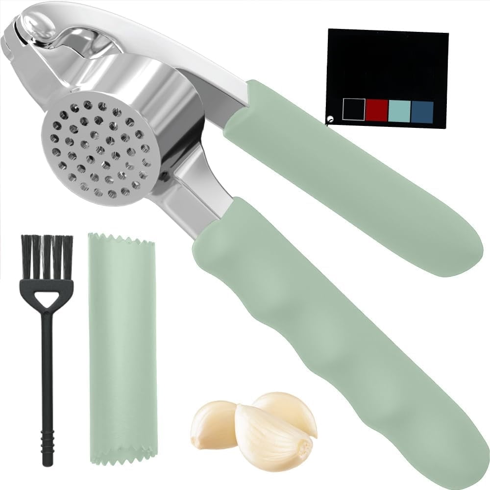 Garlic Press and Peel Set, Heavy Duty Mincer Tool, Easily Mince and ...