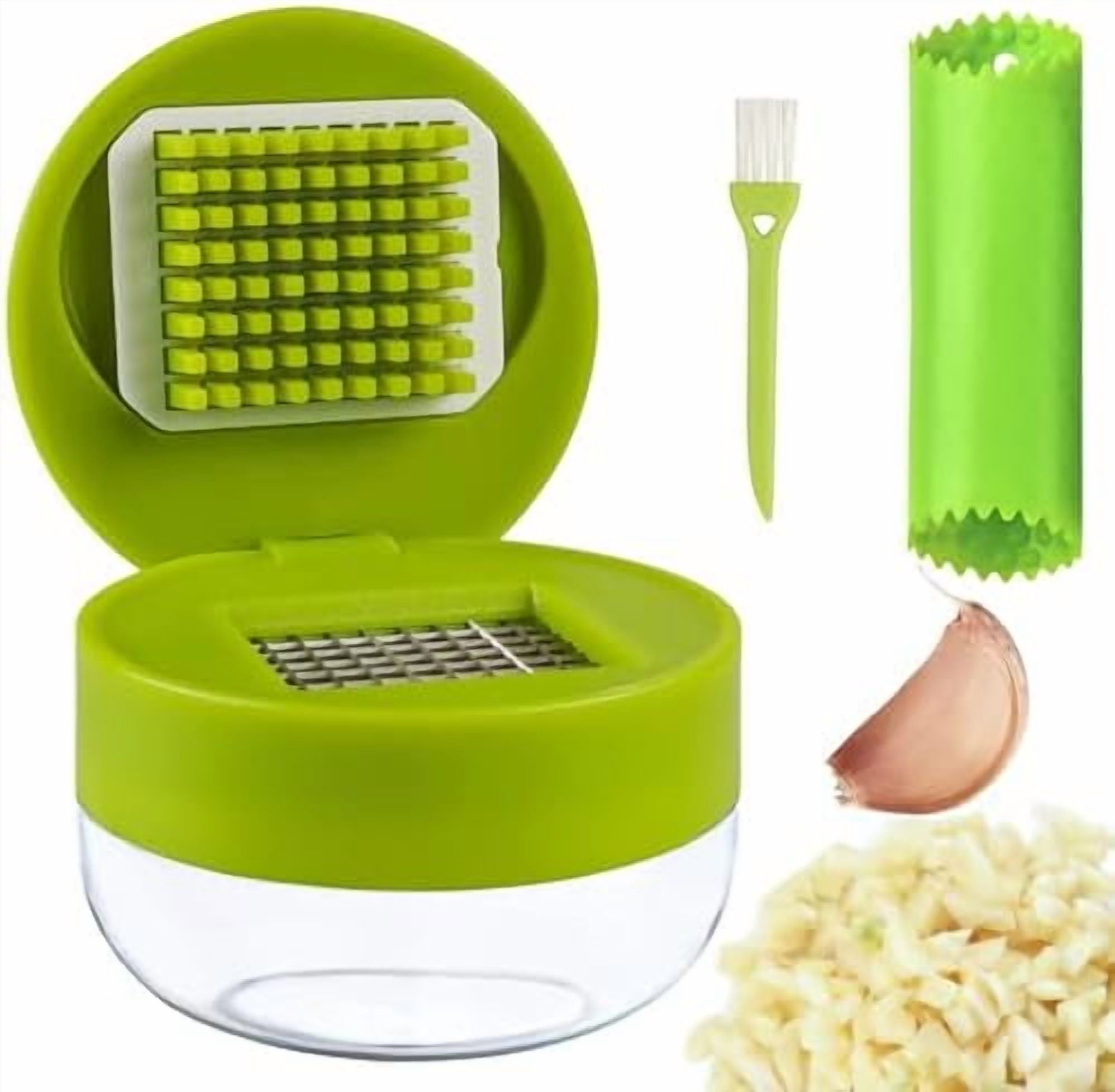 Garlic Press Stainless Steel, Garlic Mincer Tool with Storage Container ...