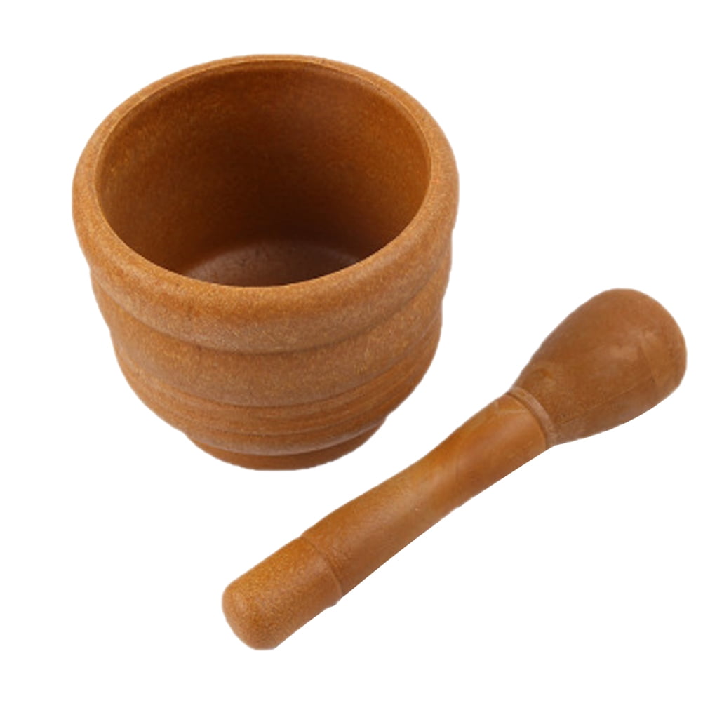 Garlic Pugging Pot Wooden Color Manual Grinding Polishing Pedestal Bowl ...