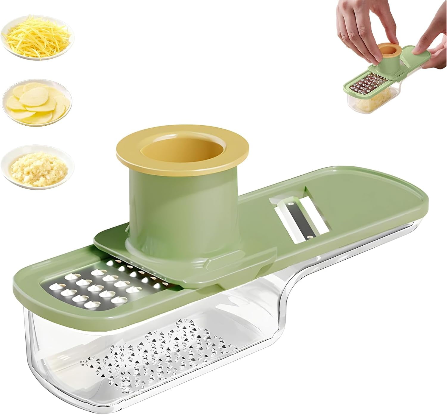 Garlic Slicer Super Thin, 3 in 1 Mini Garlic Slicer with Hand Guard ...