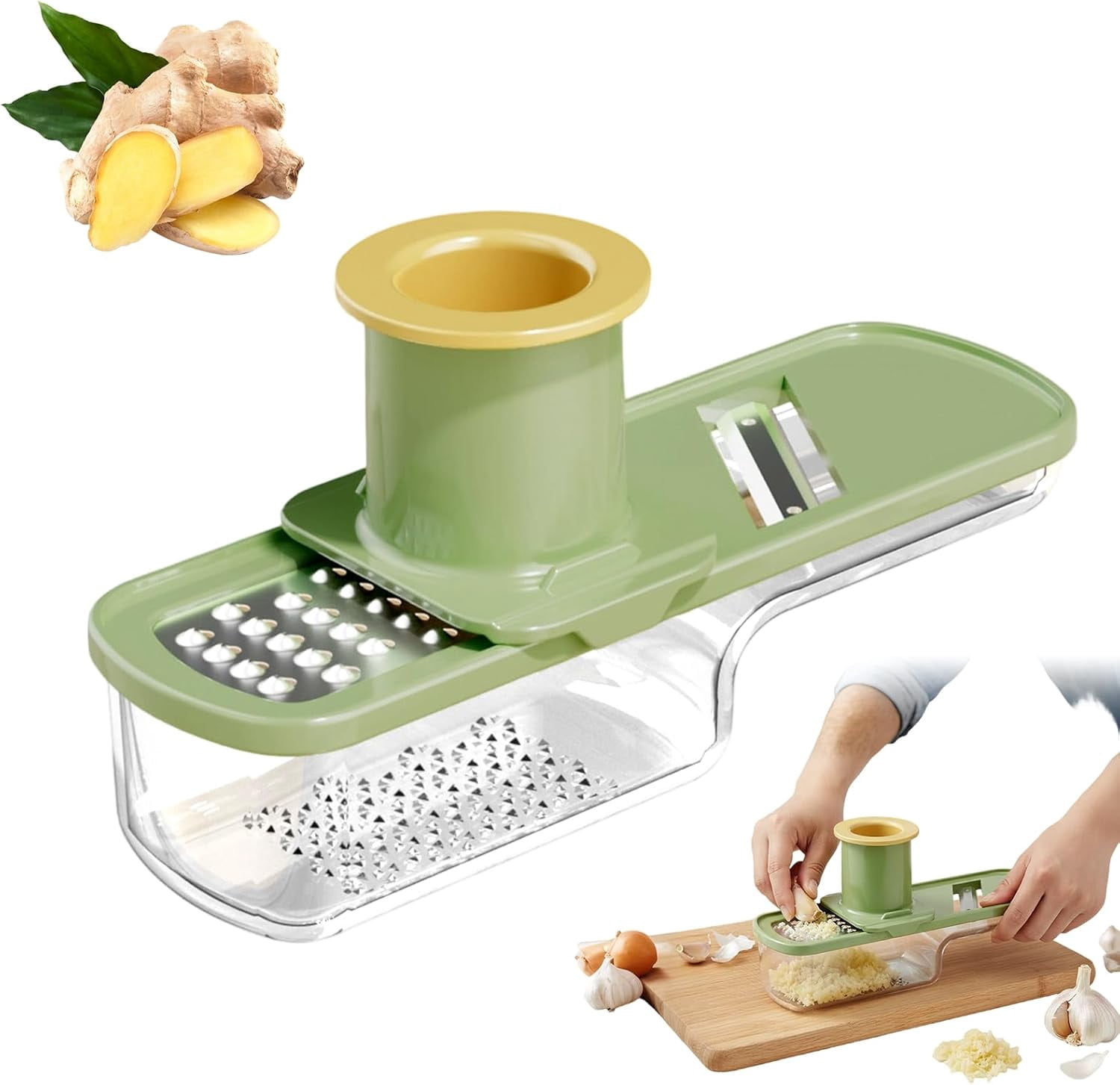 Garlic Slicer Super Thin,3 in 1 Multifunctional Garlic Grinder with ...