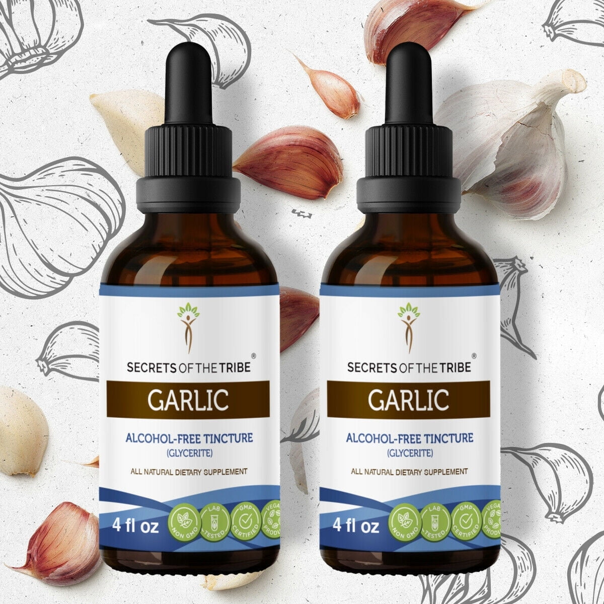 Secrets Of The Tribe Garlic Tincture Dietary Supplement, Natural Herbal ...