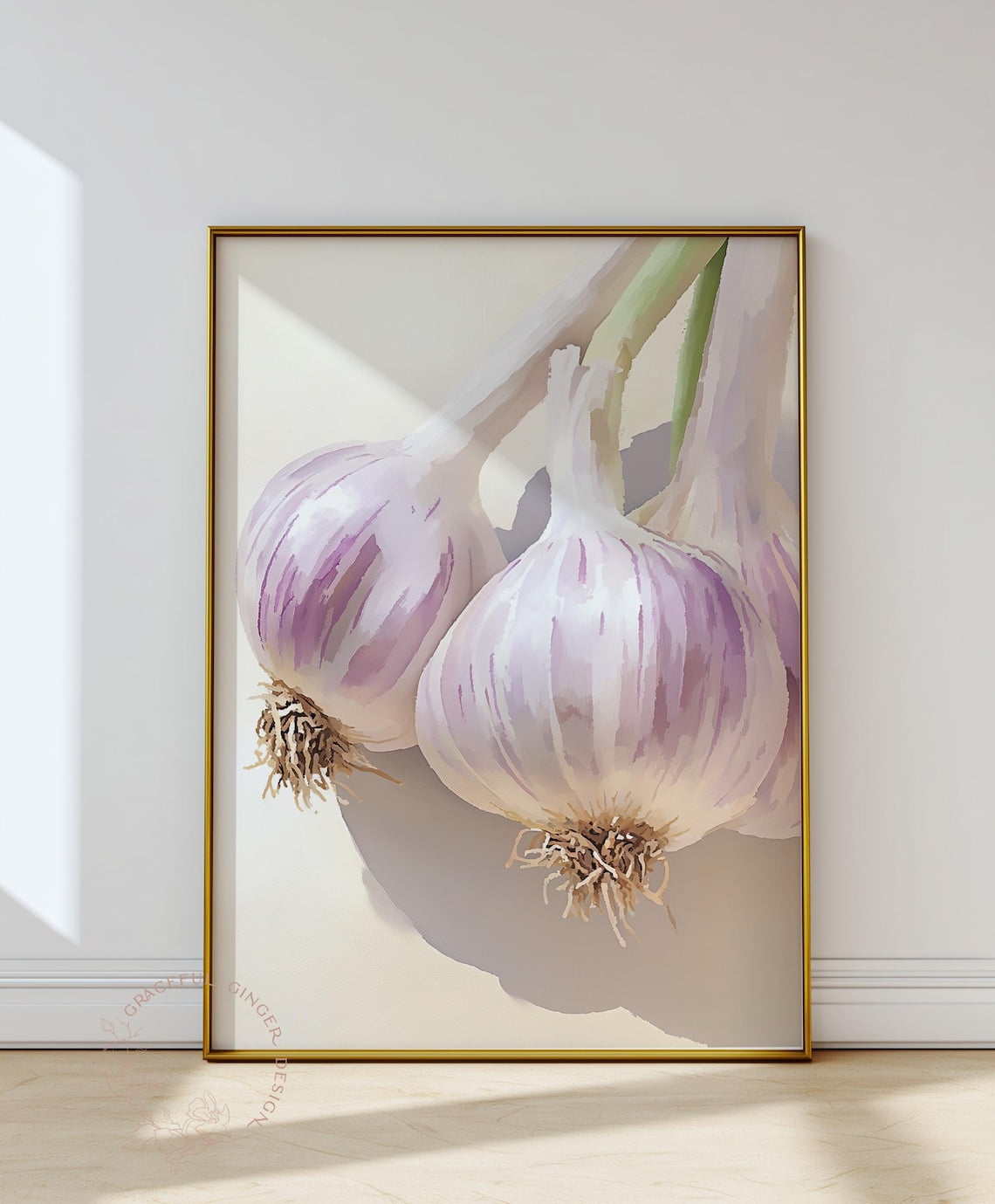 Garlic Wall Art, Neutral Kitchen Still Life, Vegetable Print Home Decor ...