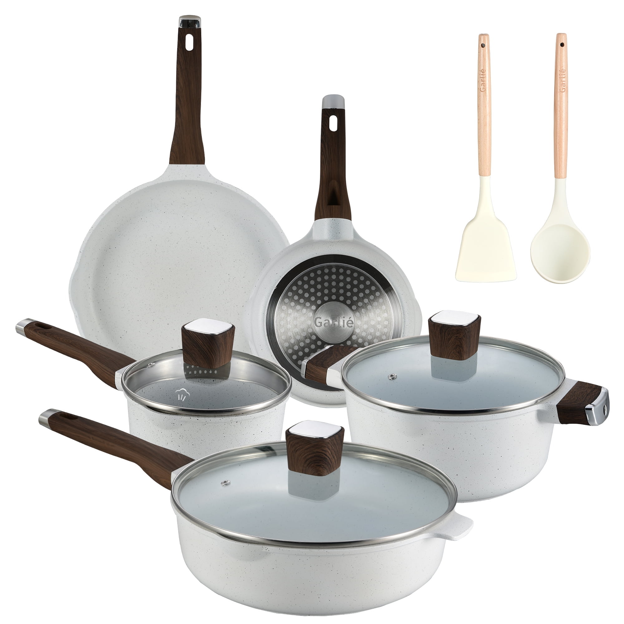 Garlie 10 Piece Nonstick Granite Cookware Set, Silicone - Walmart.com