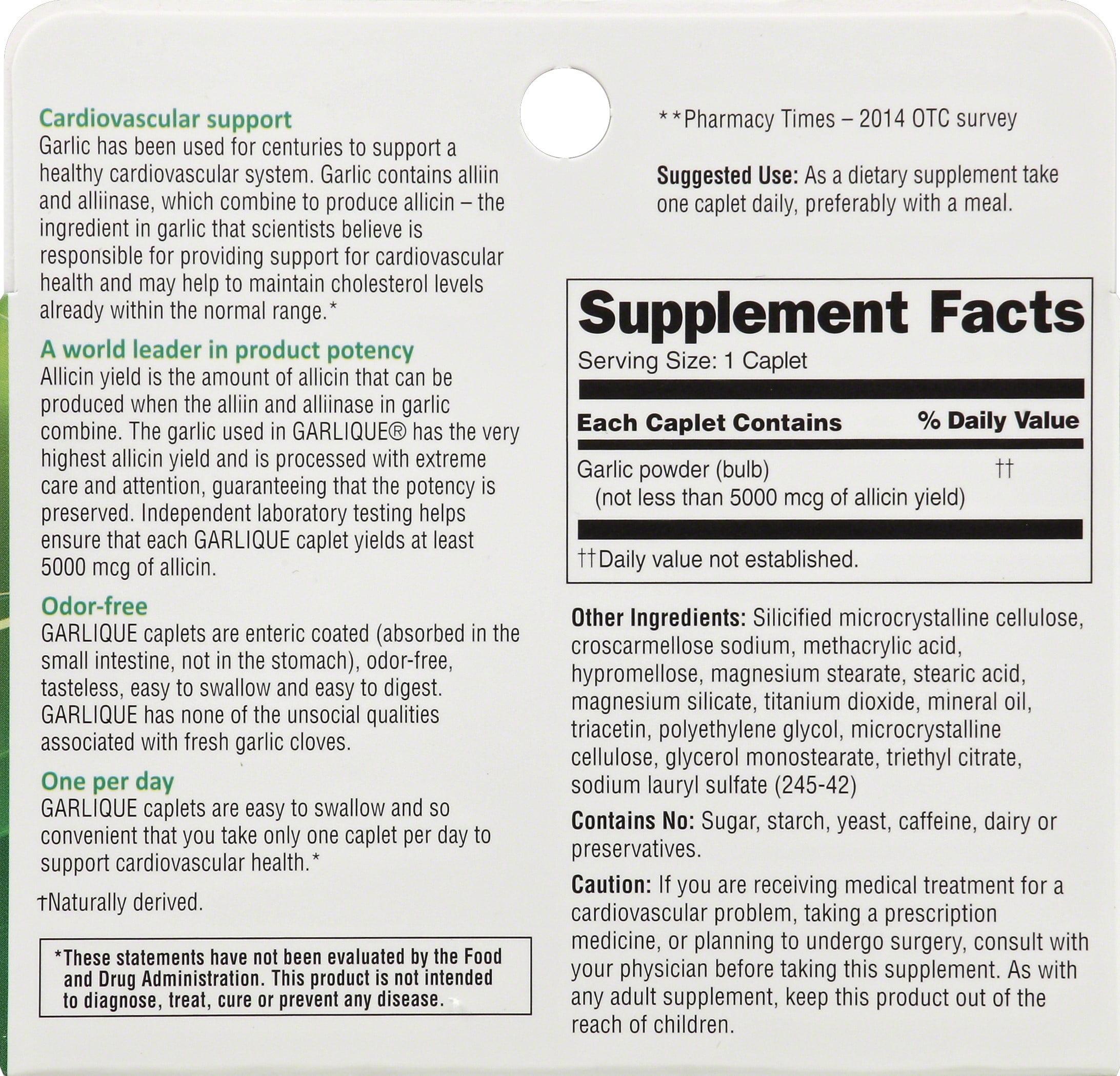 Garlique Dietary Supplement 60 Count - Walmart.com