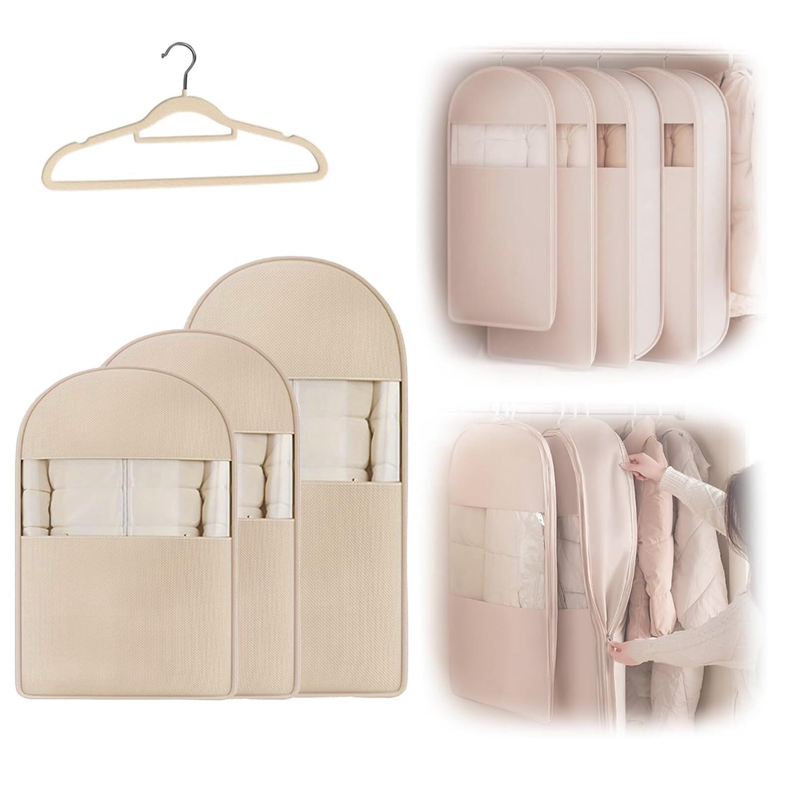 Garment Bags,2025 Space Saving Hanging Garment Bag with Self ...