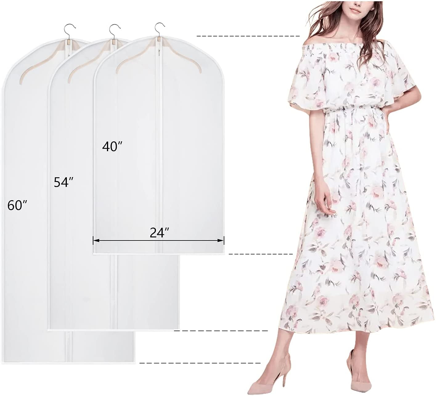 Garment Bags Dress Bag for Storage Dust-Proof Suit Protector Cover Bag ...