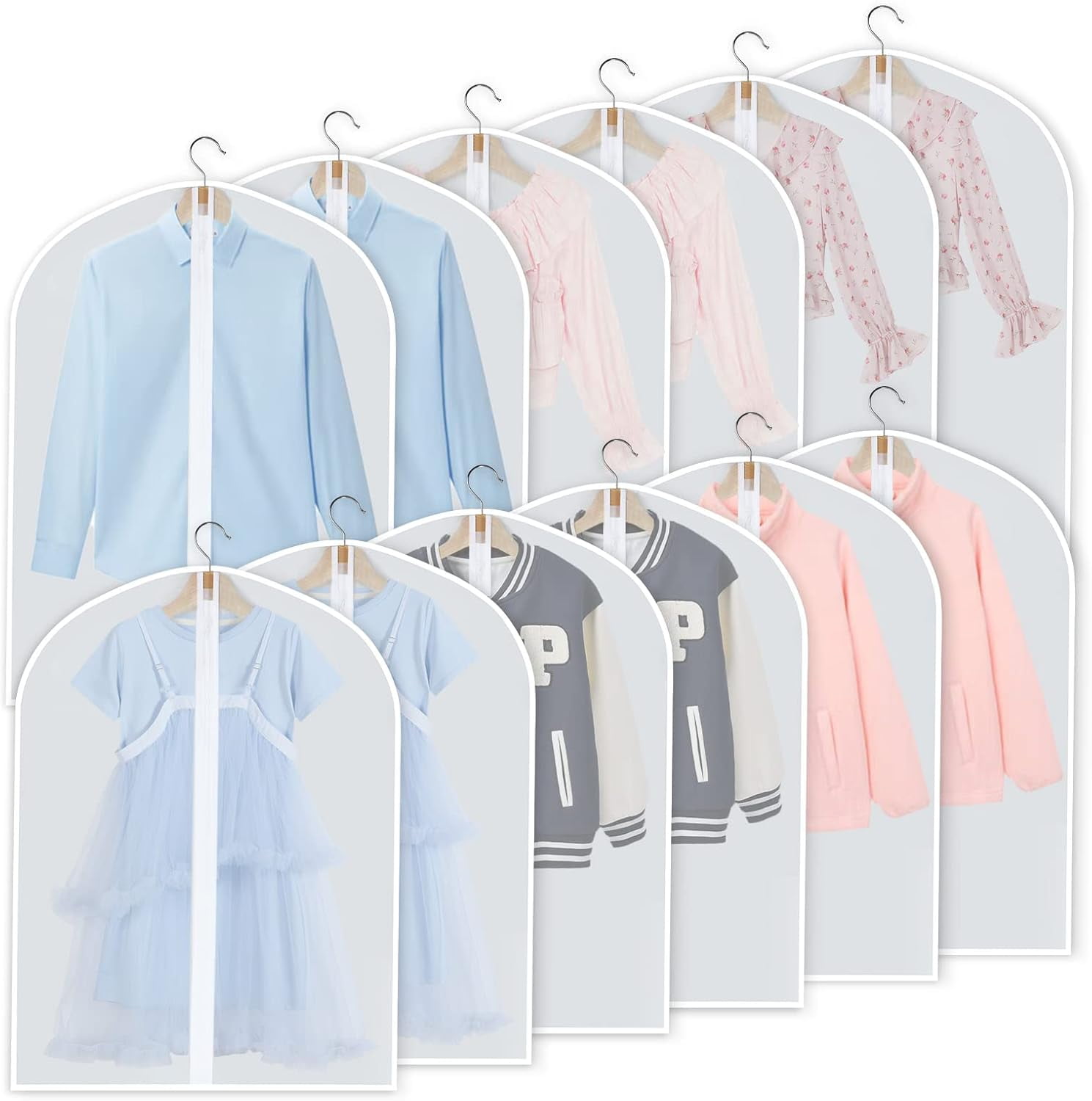 Garment Bags for Hanging Clothes, Set of 12 Suit Bags Dust-Resistant ...