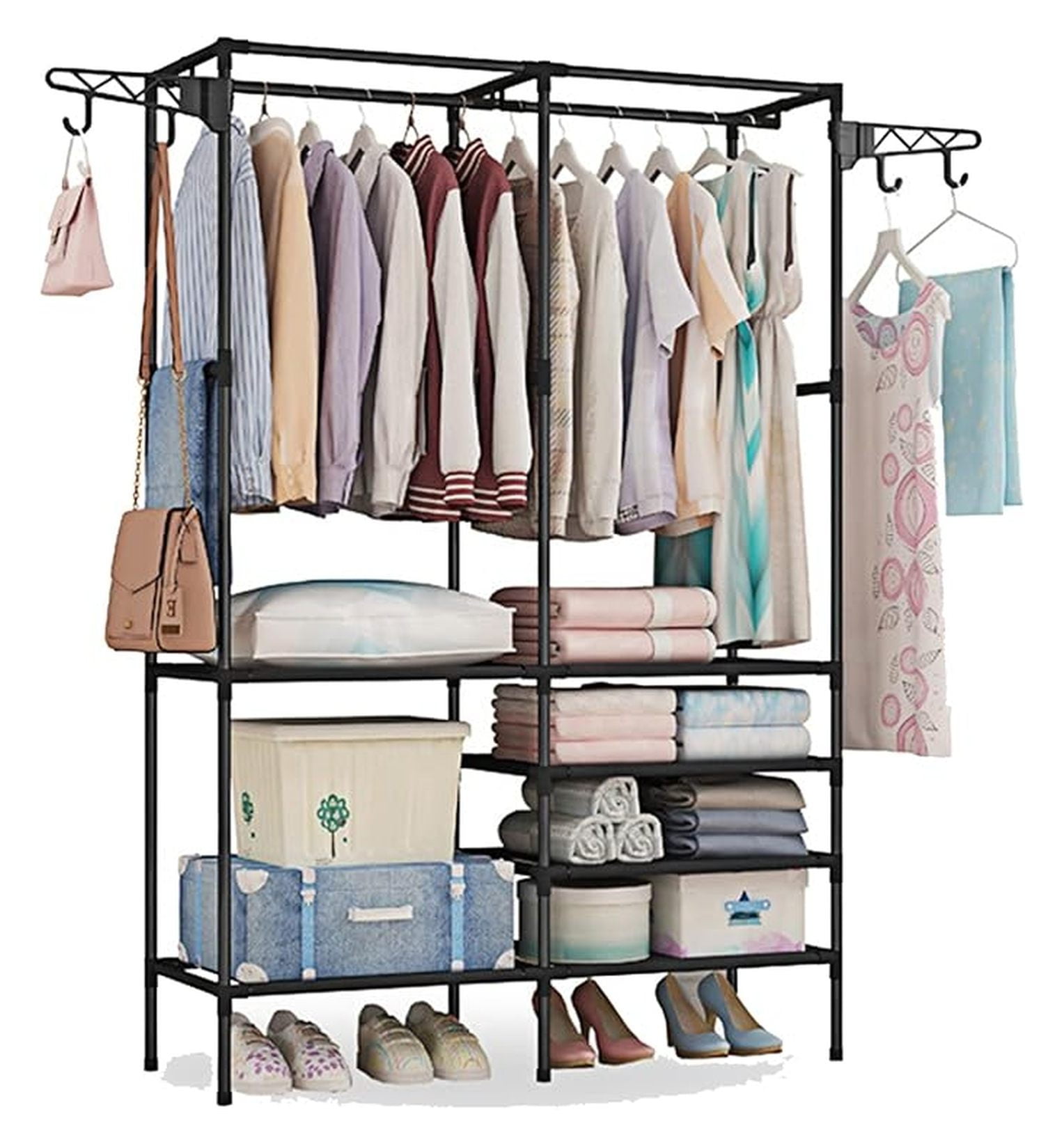 Garment Rack Clothes Rack 6 Tier - Metal Clothing Organizer Shelves ...