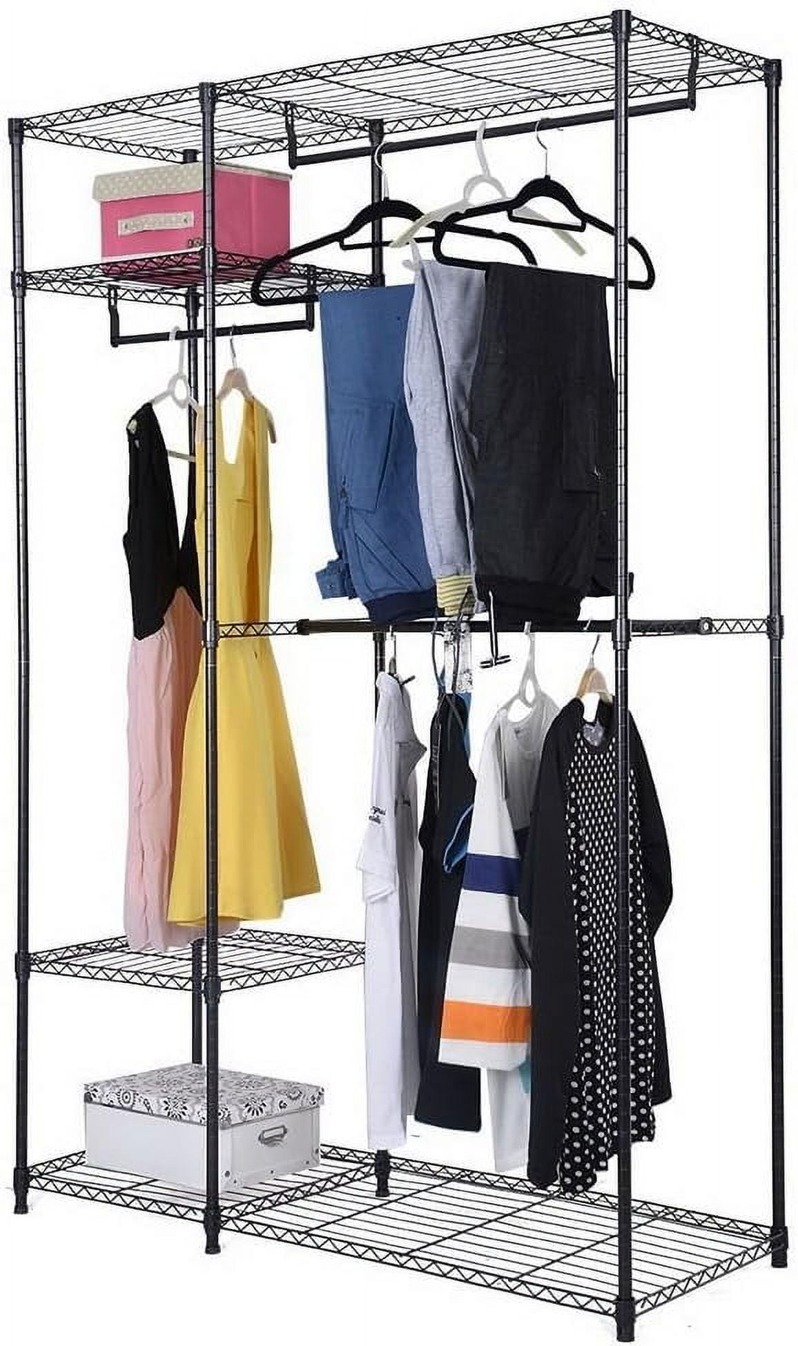 Garment Rack, Clothes Rack with Shelves, 3 Rod Clothing Racks for ...