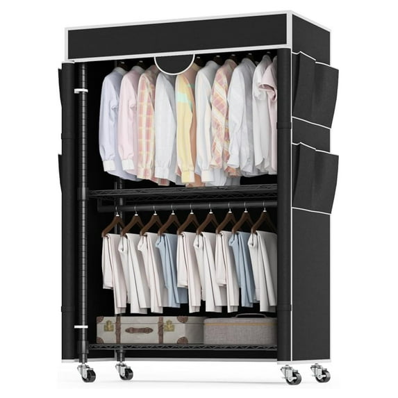 Garment Rack with Cover, Heavy Duty Clothing Rack for Hanging Clothes ...