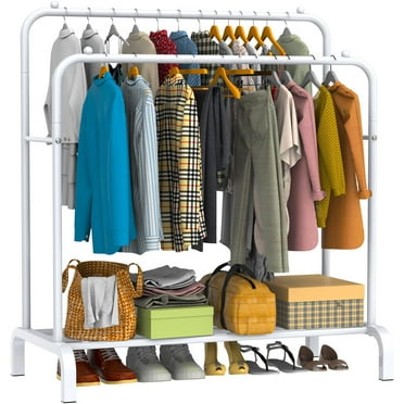 Mainstays Deluxe Garment Rack with Wheels Chrome - Walmart.com