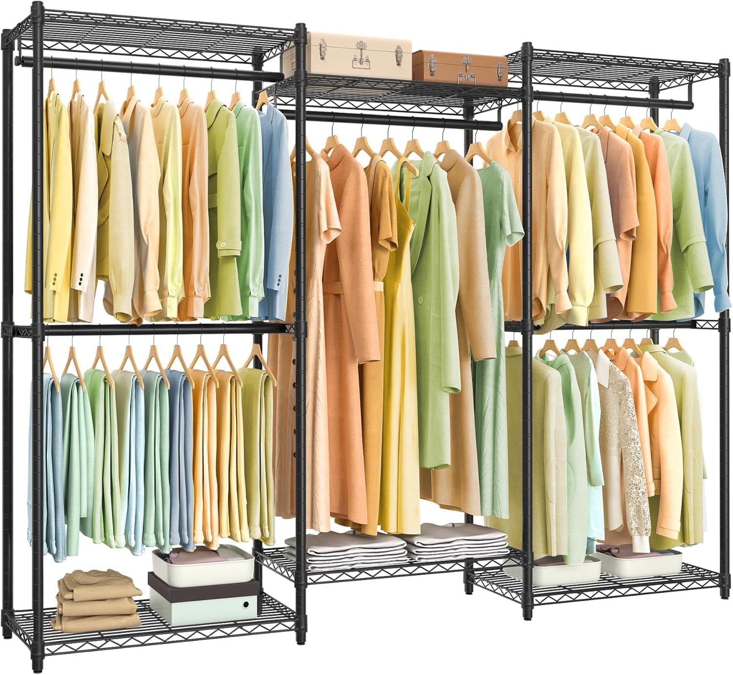 Garment Rack, Heavy-Duty Clothes Rack, Portable Closet Rack, 86.4-Inch ...