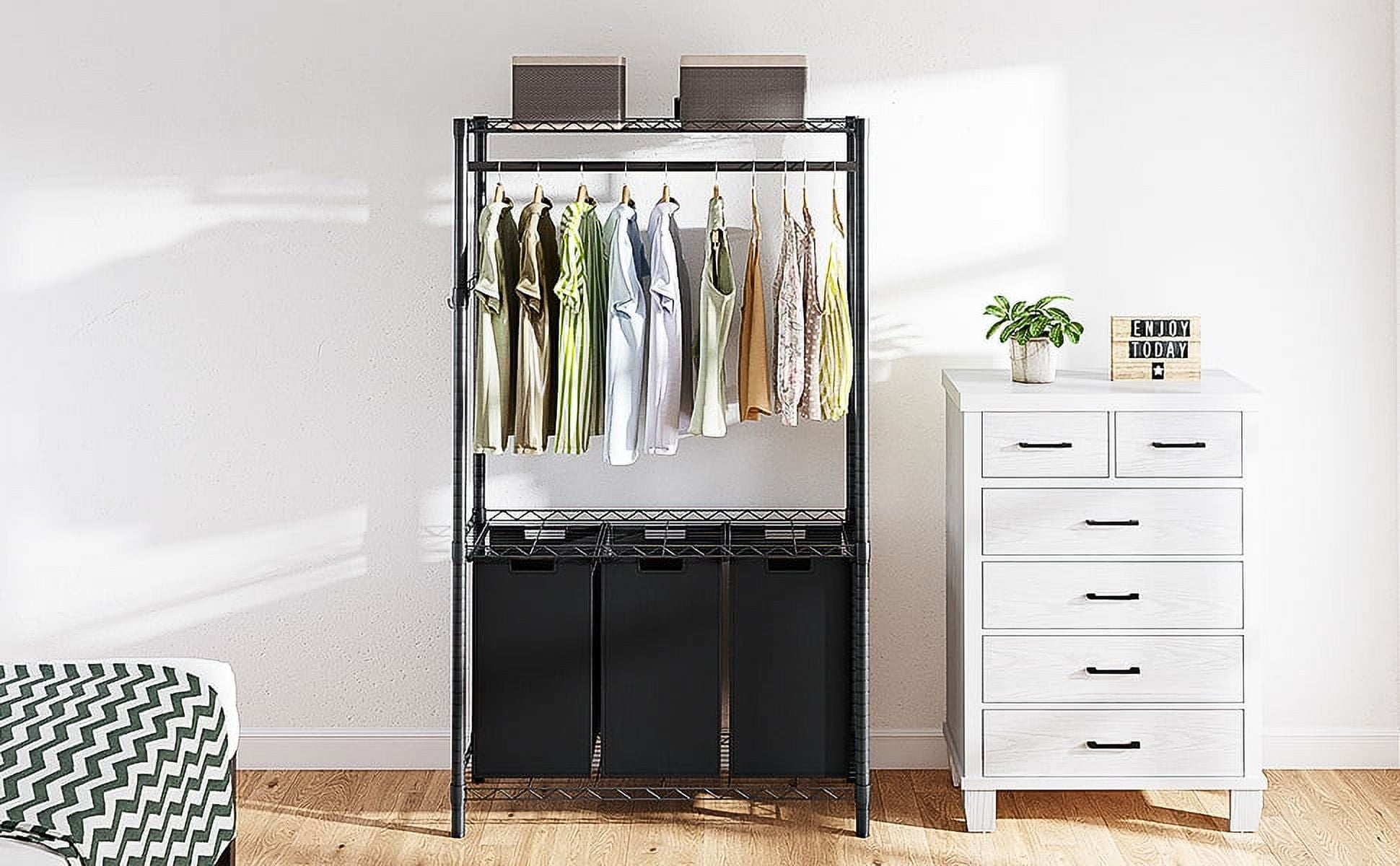 Garment Rack, Heavy Duty Clothes Rack for Hanging Clothes Capacity with ...