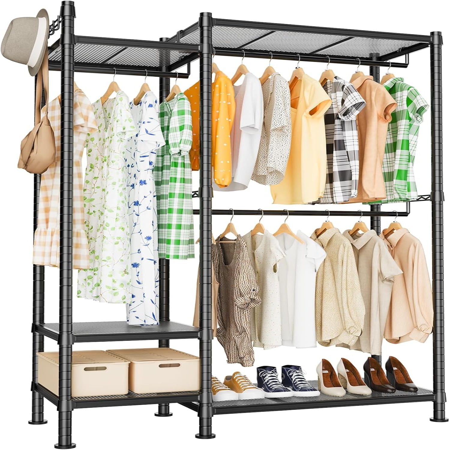 Garment Rack Heavy Duty Clothes Racks for Hanging Clothes Freestanding ...