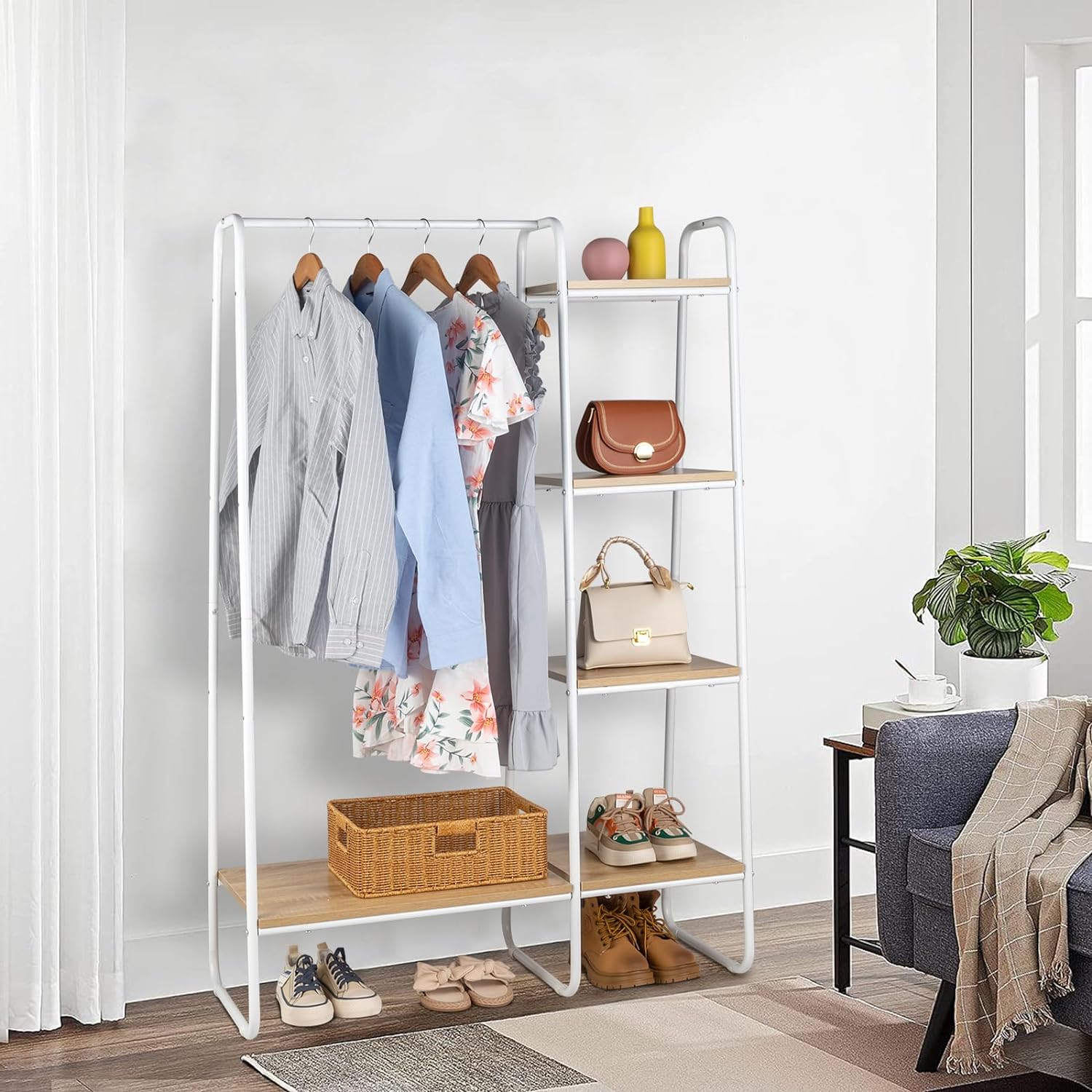 Garment Rack Heavy Duty Commercial Grade Clothes Rack with Wood Shelf ...