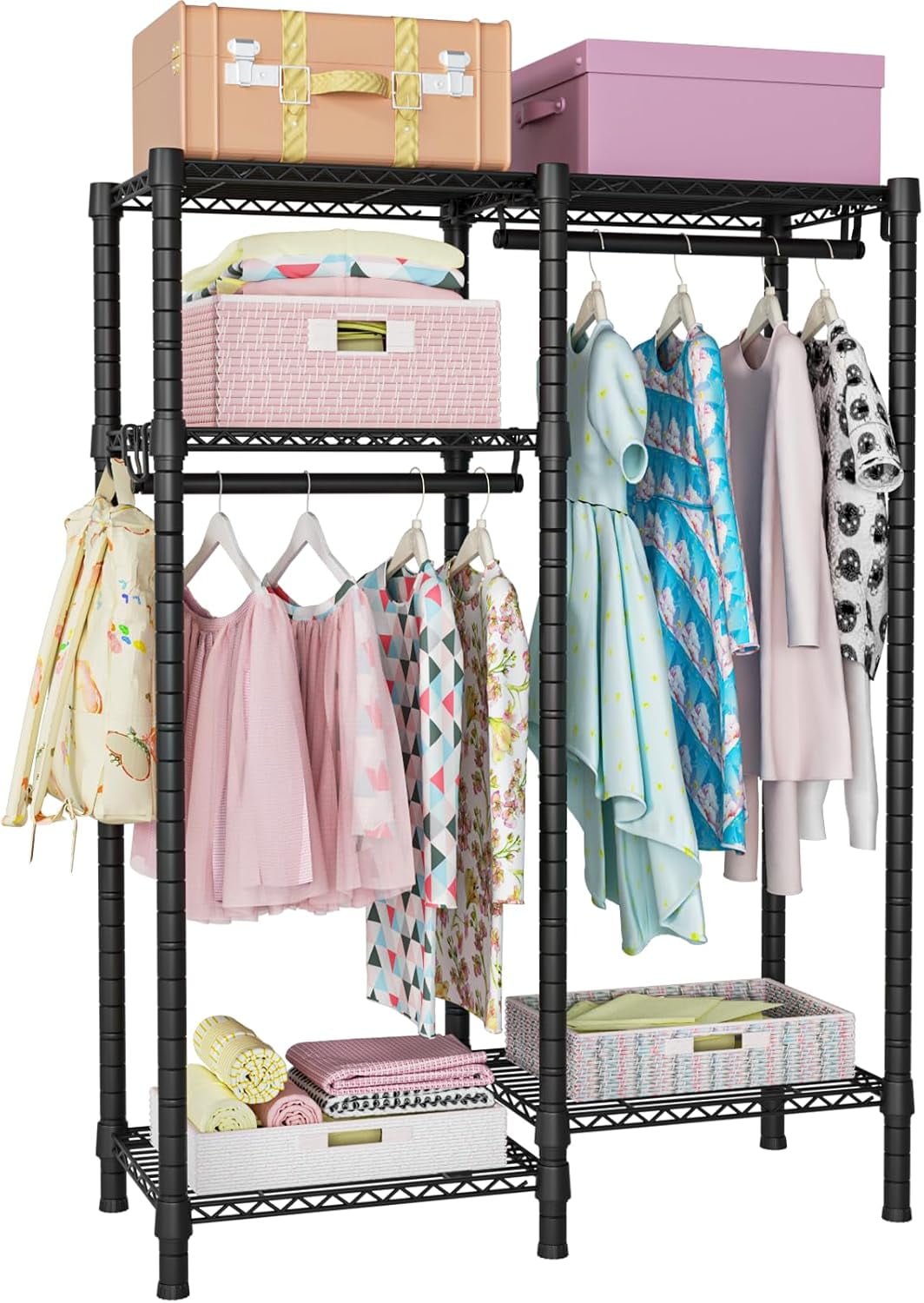 Garment Rack for Kids, Baby, Students, and Children's Room, 4 Tiers ...