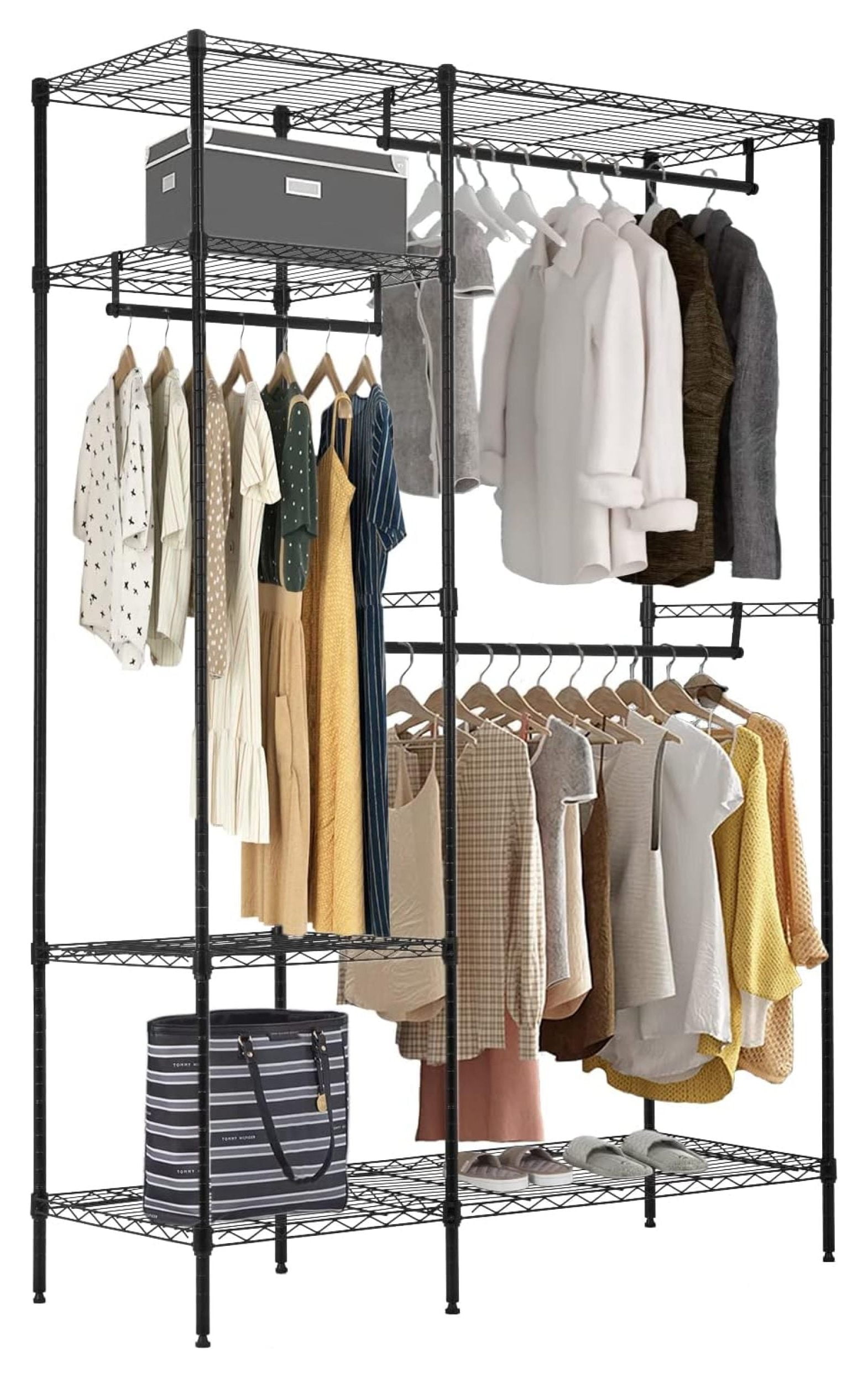 Garment Rack Metal Clothing Rack Portable Closet Shelves Wardrobe 4 ...