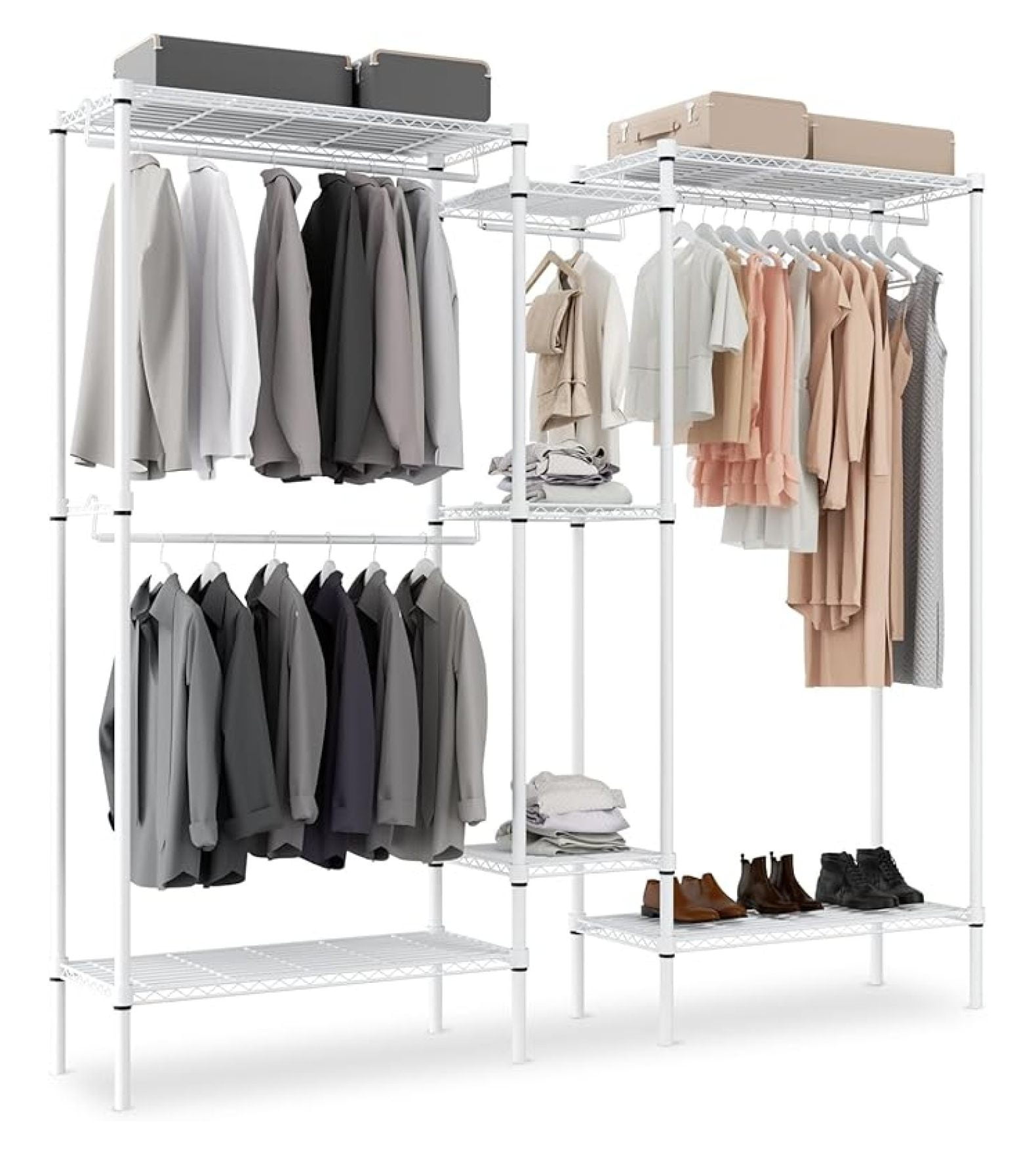 Garment Rack with Shelves, 73 Inch Clothes Rack Heavy Duty Clothing ...