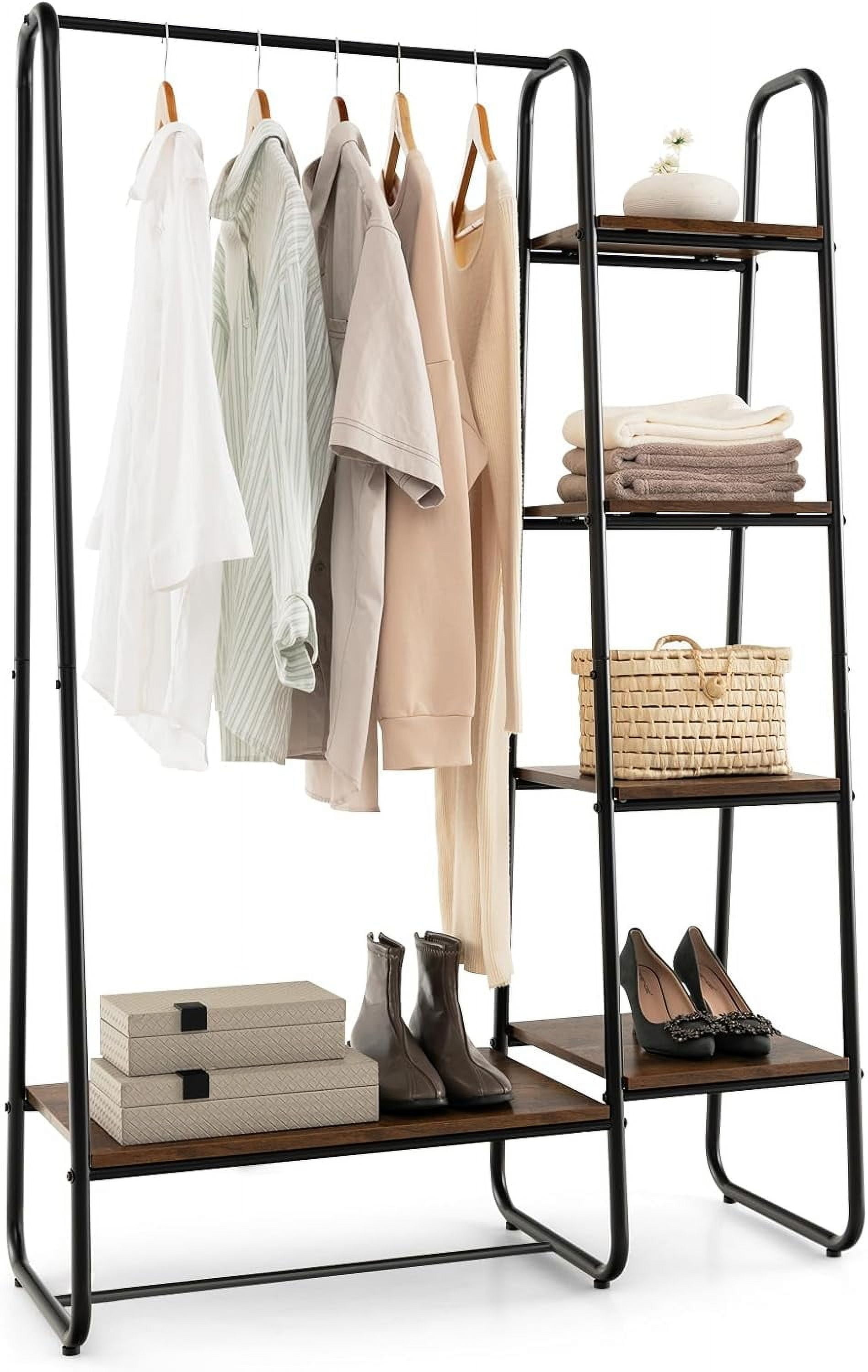 Garment Rack with Shelves, Clothes Rack with Shelves & Hanging Bar ...