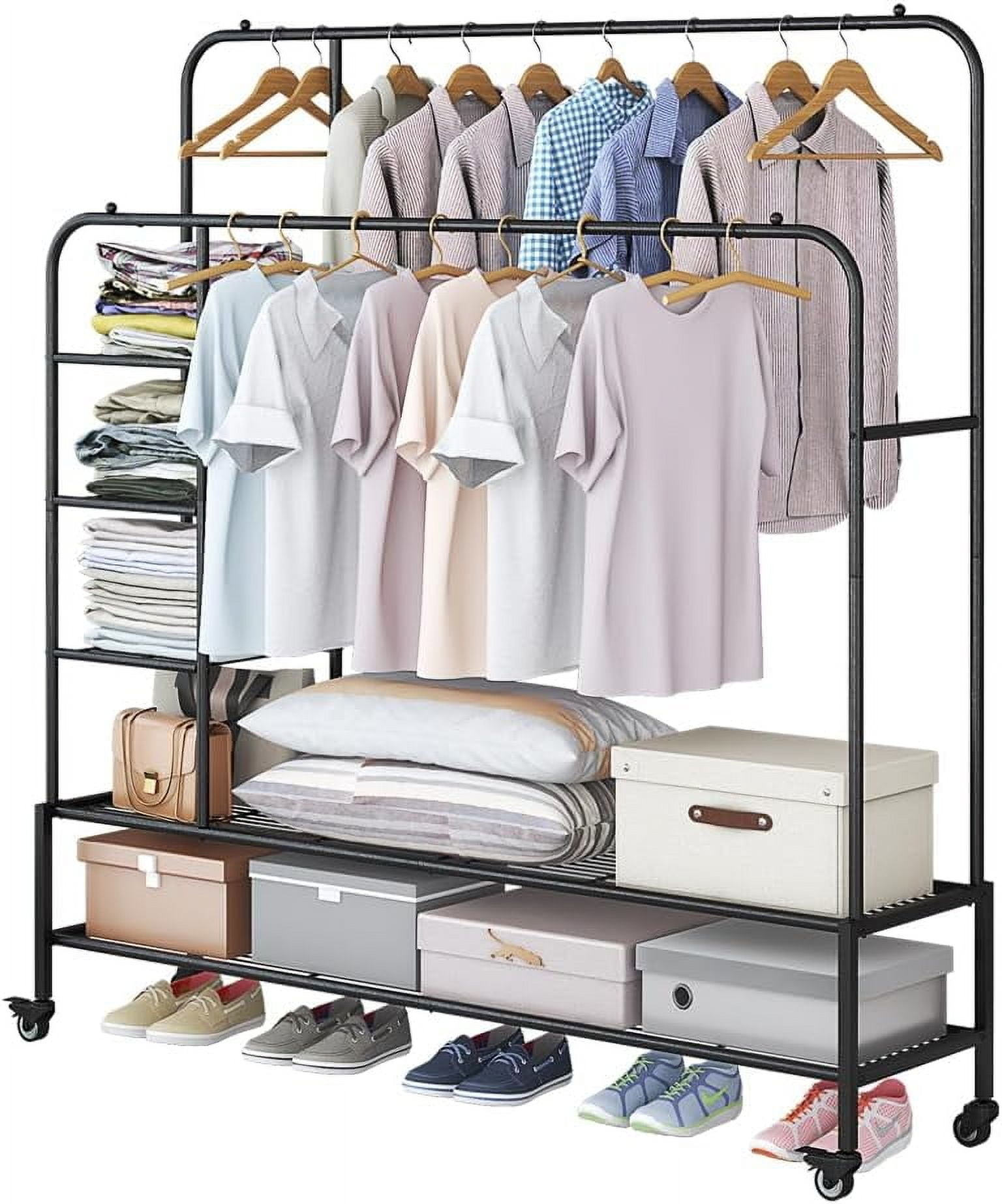 Garment Rack for Hanging Clothes Rack Heavy Duty Portable with Bottom ...