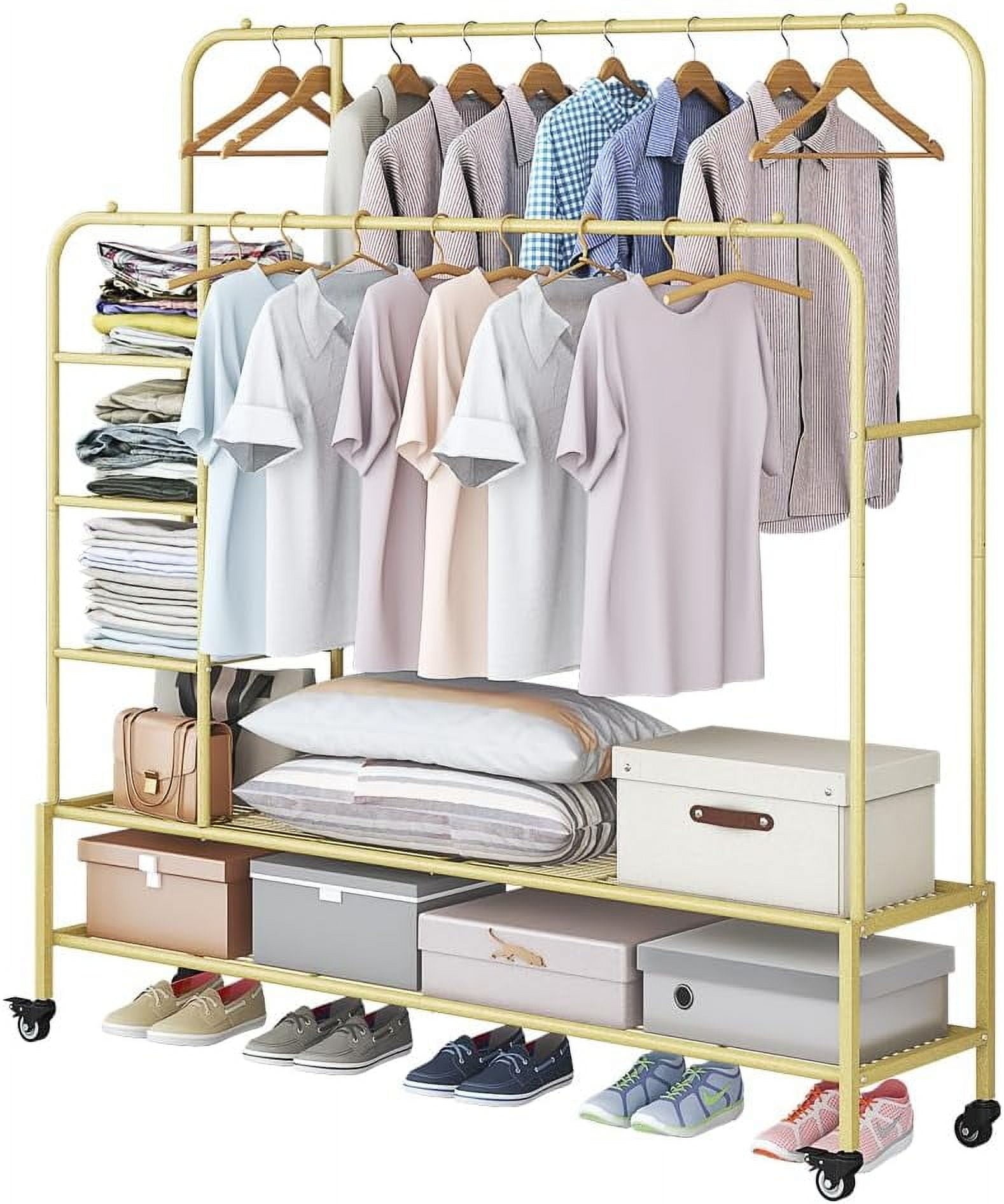 Garment Rack for Hanging Clothes Rack Heavy Duty Portable with Bottom ...