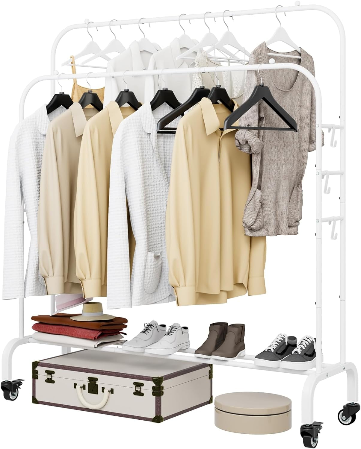 Garment Rack with Wheels Clothing Rack for Hanging Clothes Multi ...