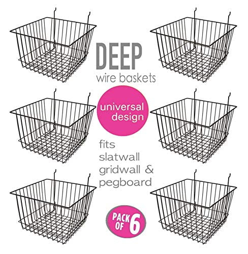 Only Garment Racks Deep Wire Storage Baskets For Gridwall, Slatwall and ...