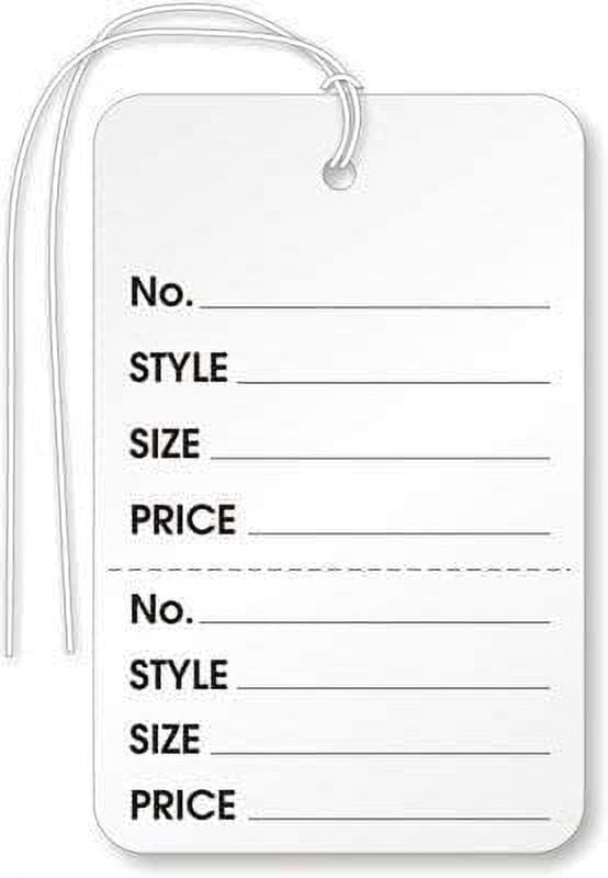 Garment Tag, Large White (1.75" x 2.875") with String, Perforated Tear ...