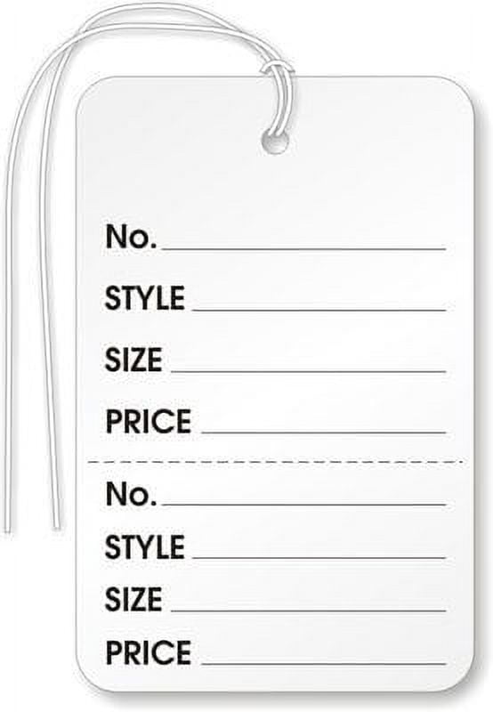 Garment Tag, Large White (1.75" x 2.875") with String, Perforated Tear ...
