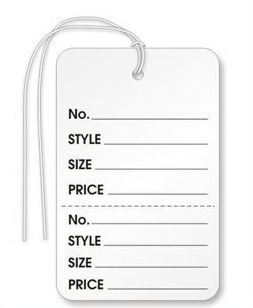 Garment Tag, Small White (1.25" x 1.875"), with Lines ("No, Style, Size ...