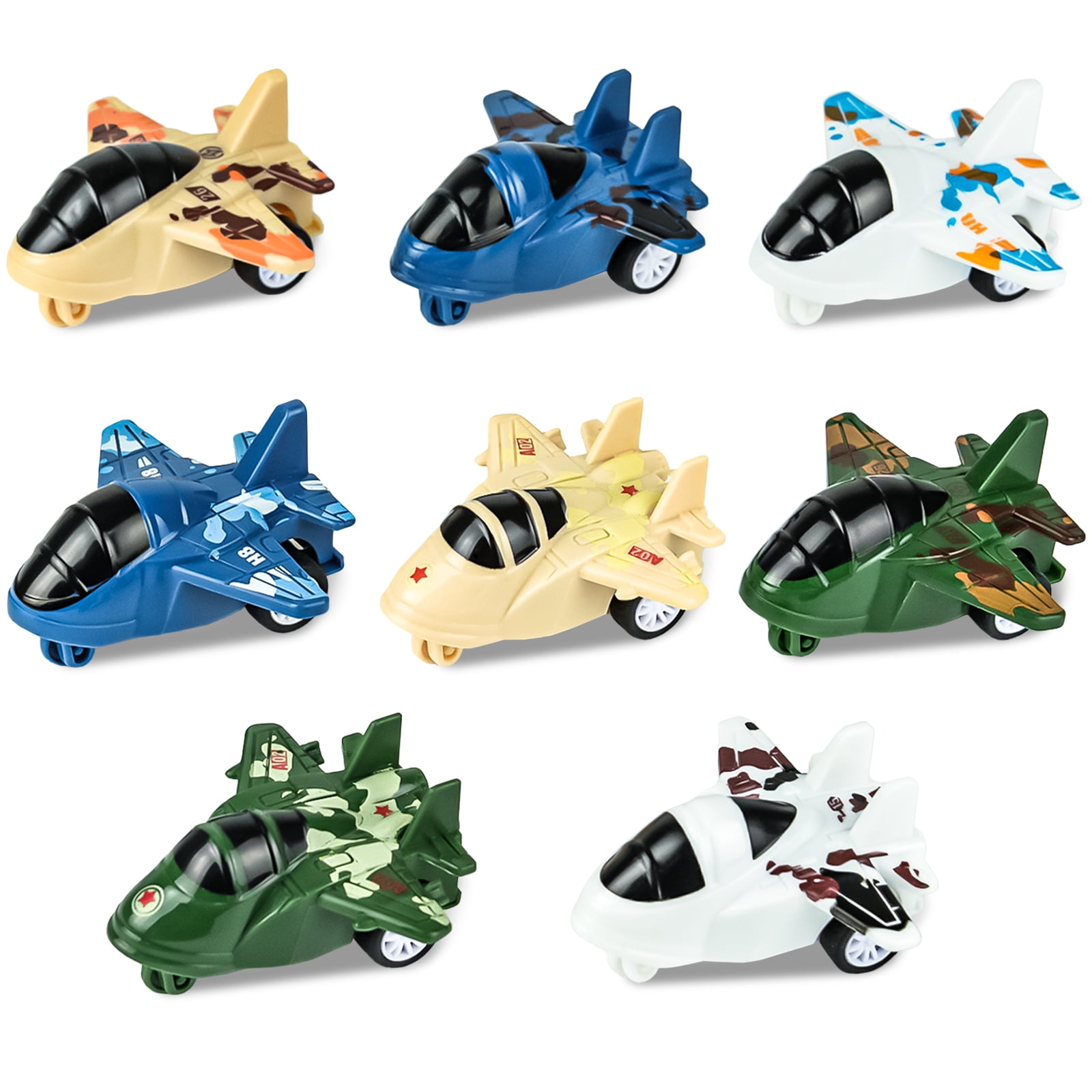 Garmic 8 Pack Kids Fighter Aircraft Toys, Pull Back Friction-Powered ...