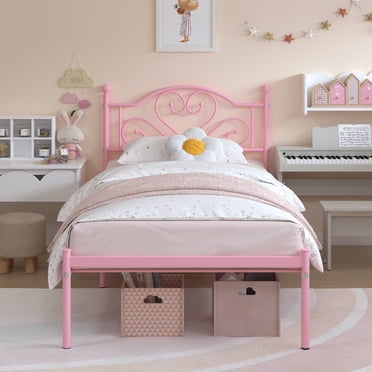 Yoneston 12” Twin Heavy Duty Metal Platform Bed Frame with Love-Heart ...