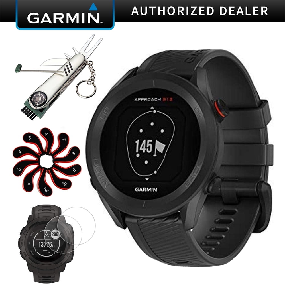 Garmin 010-02472-00 Approach S12 GPS Golf Watch, 42k+ Preloaded Courses (Black) Bundle with Deco ...