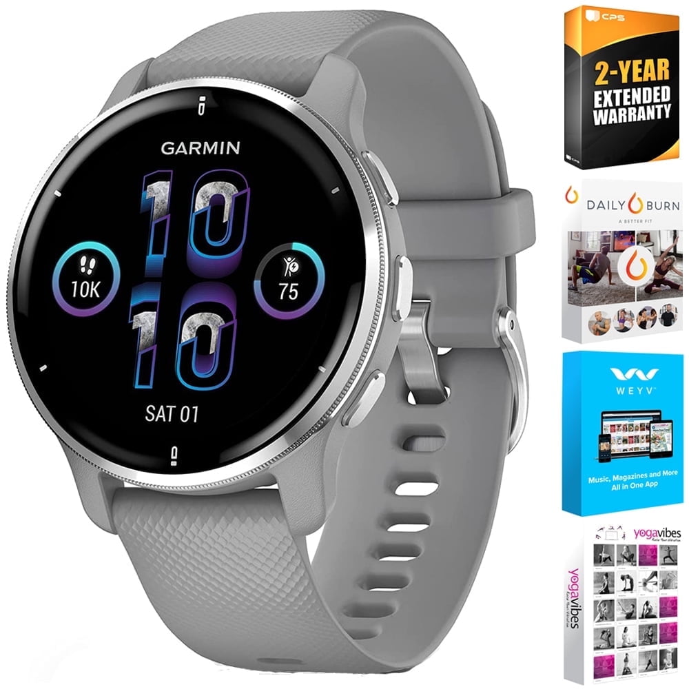 Garmin 010-02496-00 Venu 2 Plus GPS Smartwatch, Silver Stainless Bezel ...