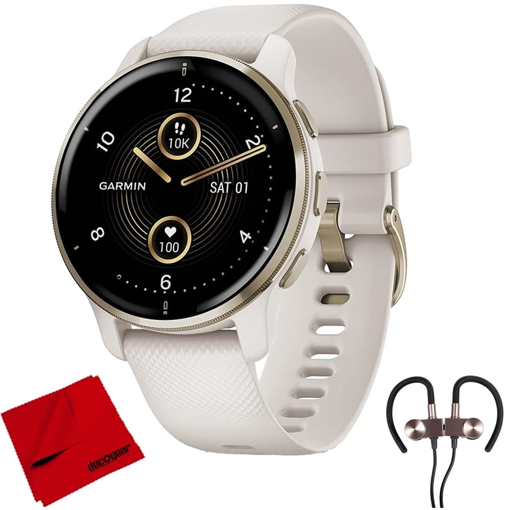 Garmin 010-02496-02 Venu 2 Plus GPS Smartwatch, Cream Gold Bezel with ...