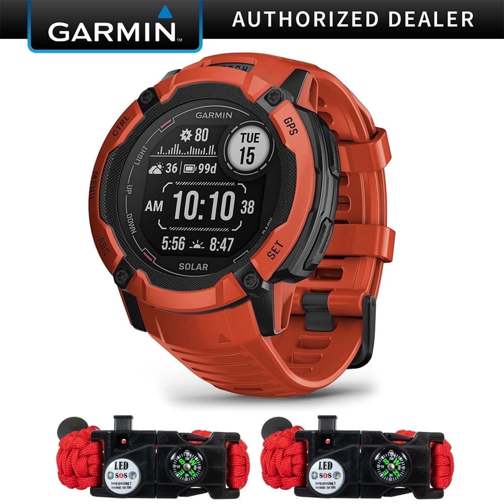 Garmin 010-02805-11 Instinct 2X Solar Rugged GPS Smartwatch Flame Red ...