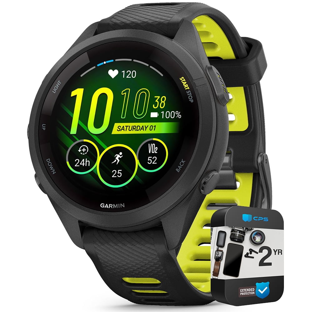 Garmin 010-02810-03 Forerunner 265S GPS Smartwatch Black/Amp Yellow ...