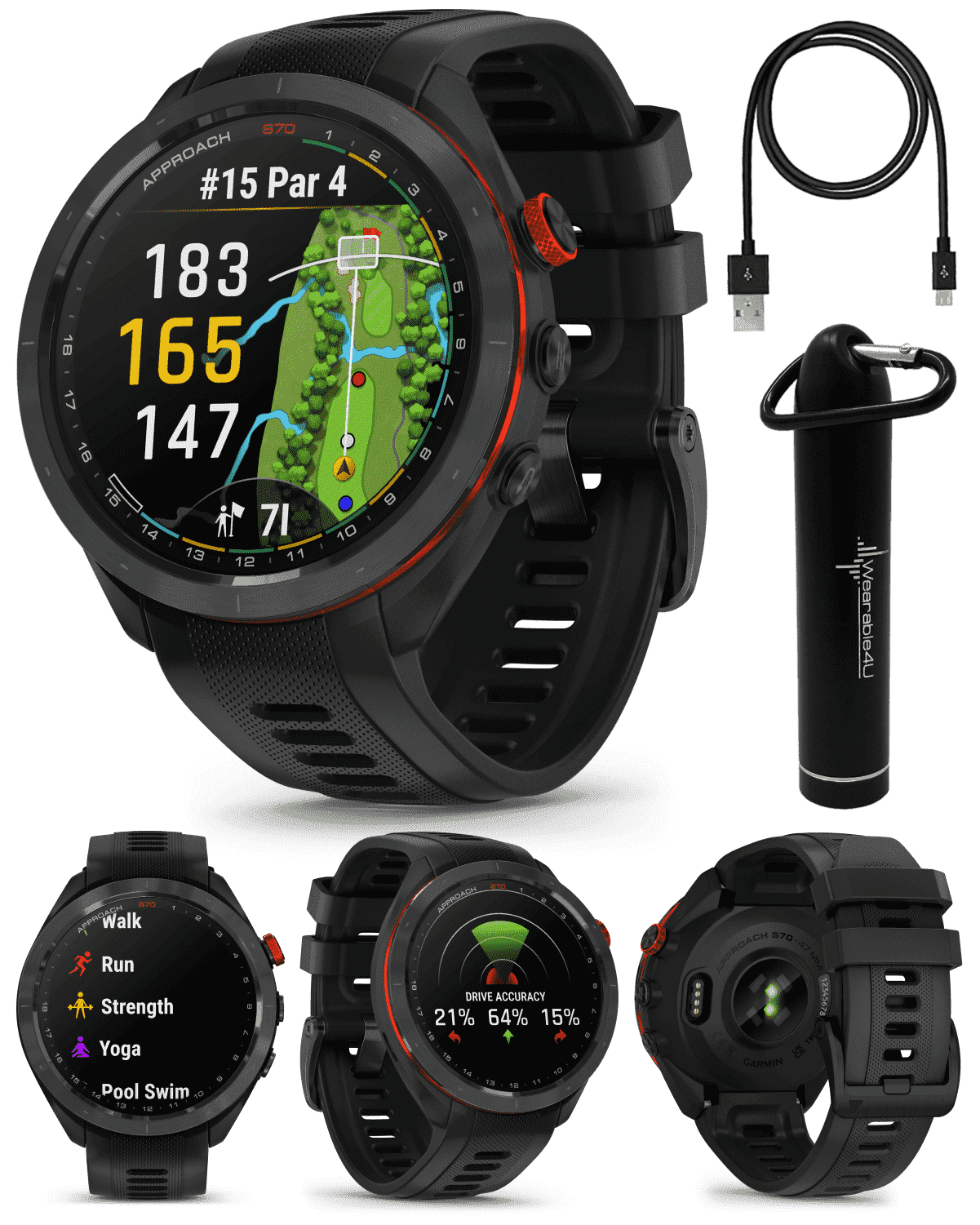 Garmin S70 Premium GPS Golf Watch (47mm), Full-Color Course Maps with ...