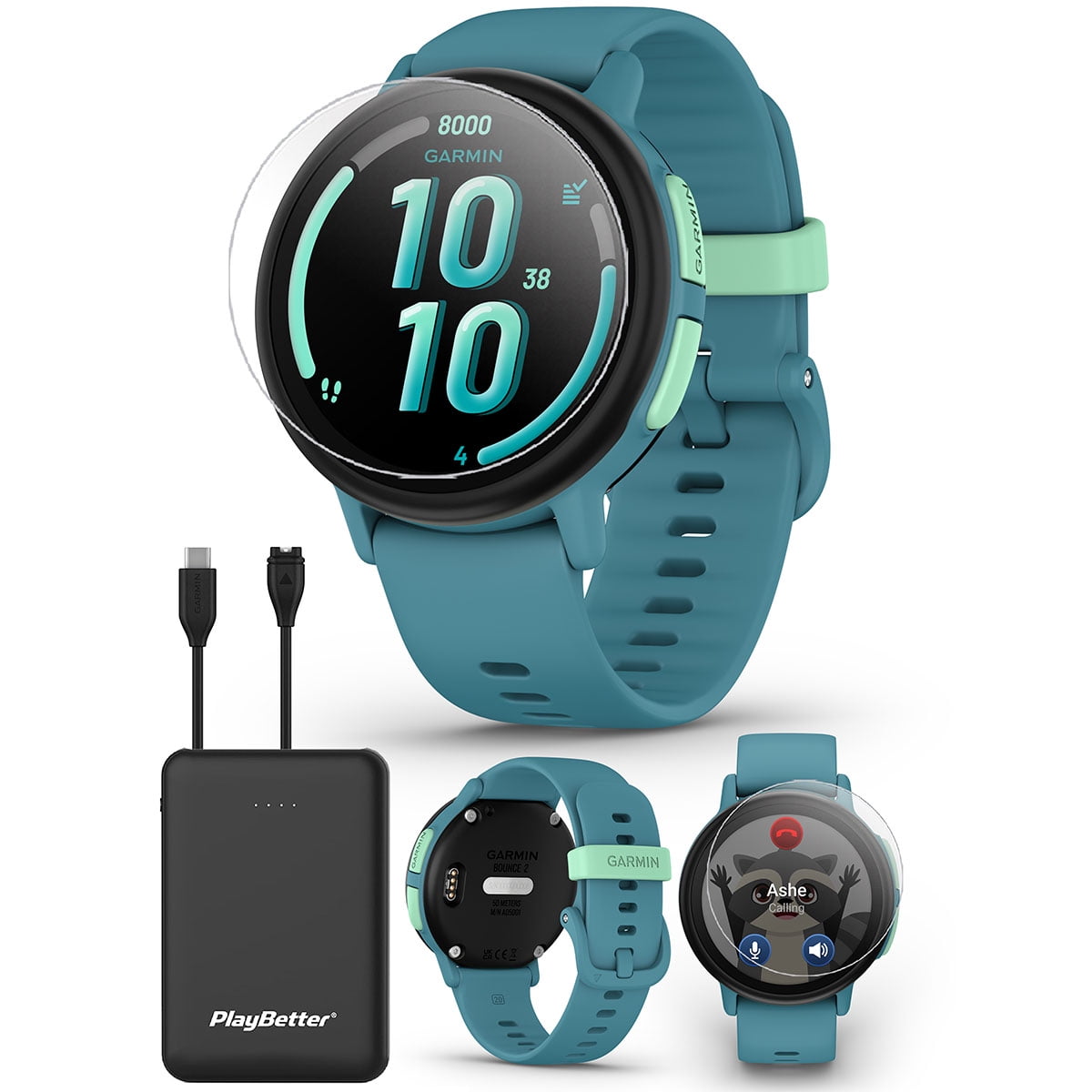 Garmin Bounce 2 (Turquoise) Kids GPS Smartwatch Bundle with PlayBetter ...