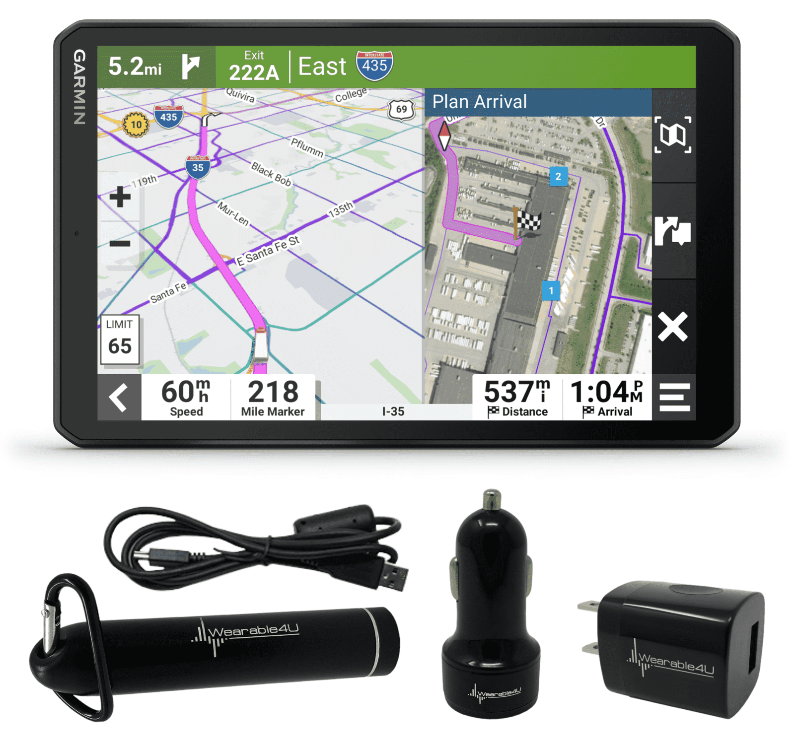 Garmin Dezl OTR810 8” GPS Trucker Navigator with Wearable4U Power Pack ...