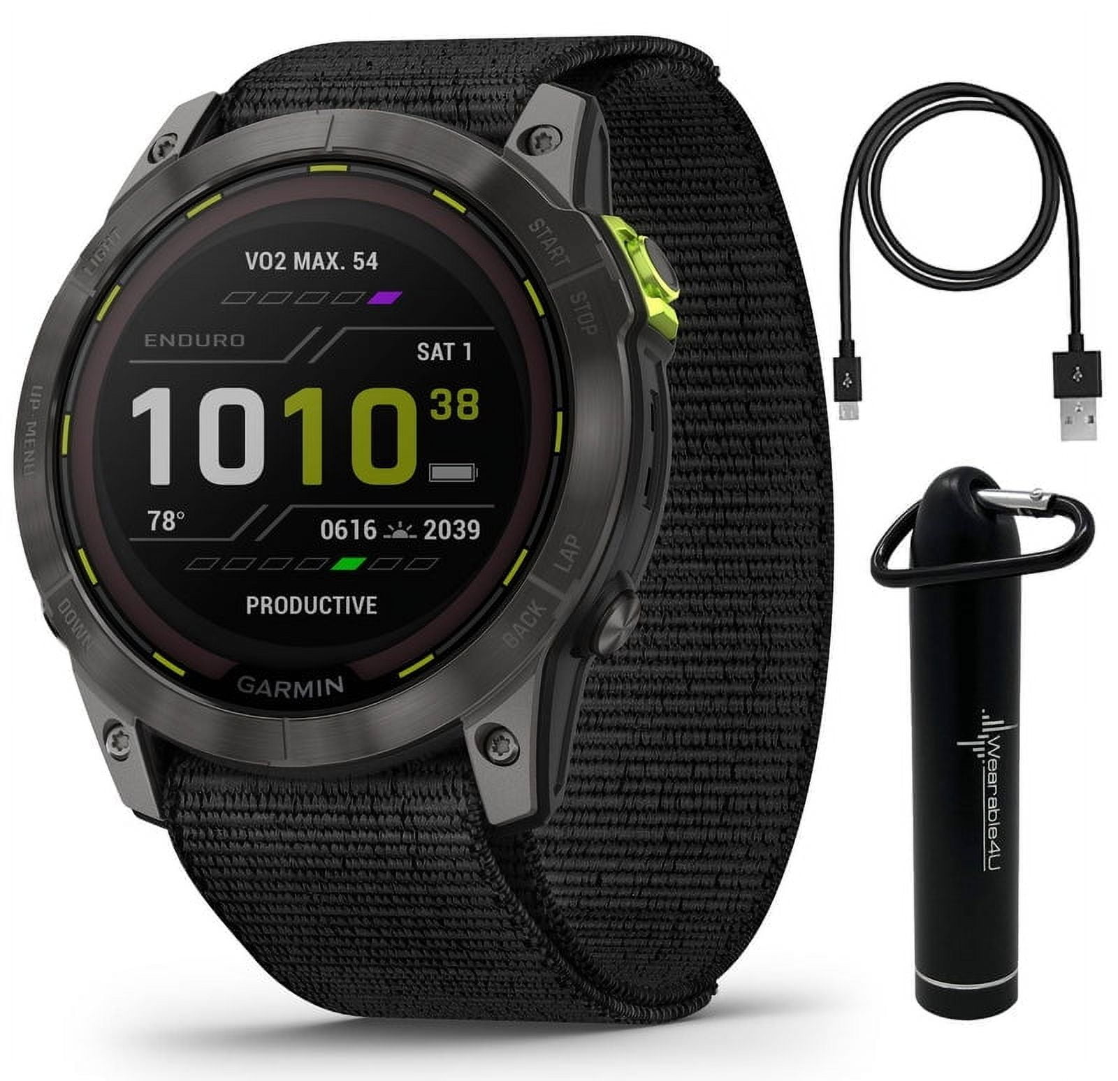 Garmin Enduro 2 Smartwatch, Carbon Gray DLC Titanium with Black Nylon ...